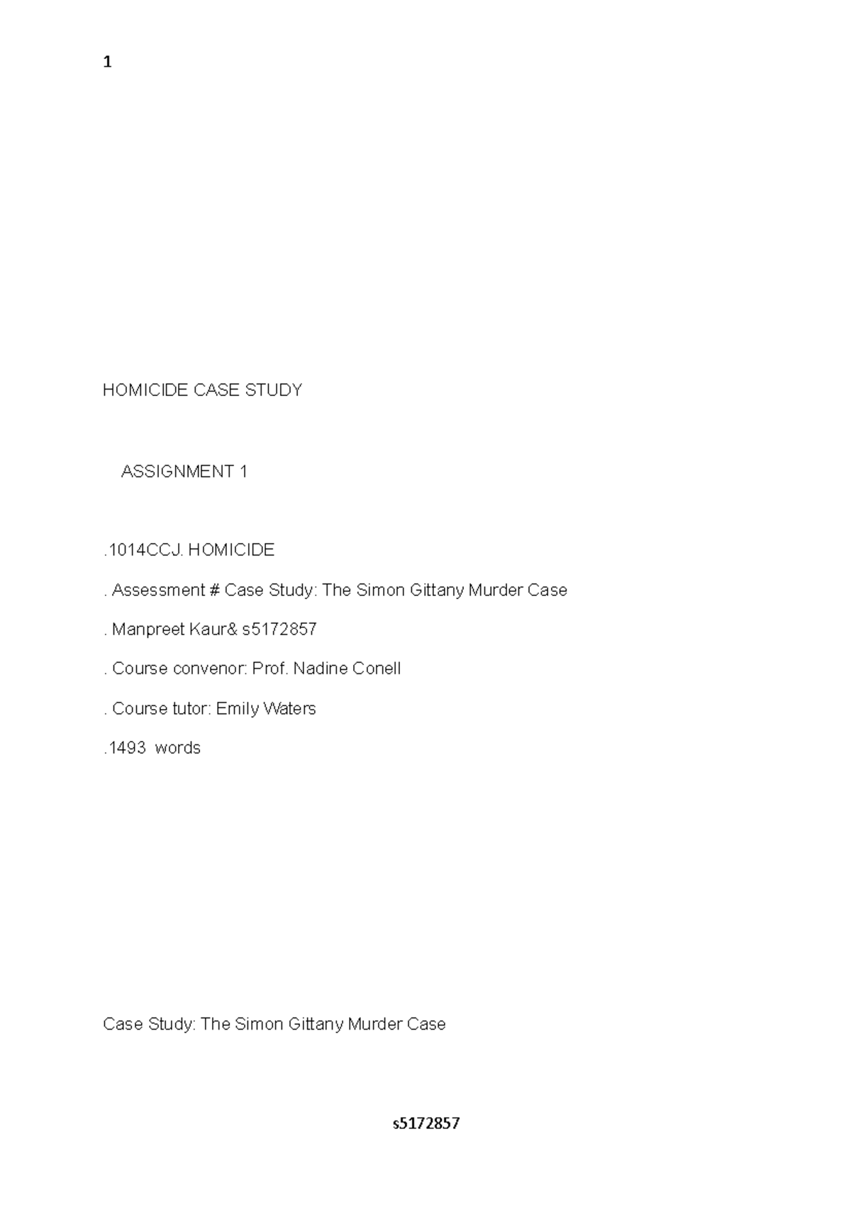Homicide CASE Study - ABOUTB Simon Gittany - HOMICIDE CASE STUDY ...