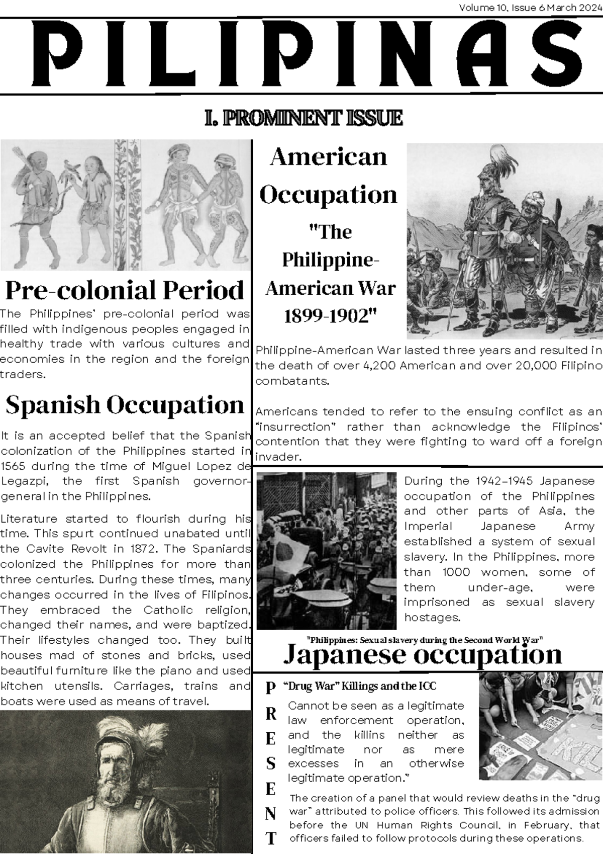 STS (BT401) - Philippines - Newspaper - P I L I P I N A S Spanish Occupation Pre-colonial Period ...
