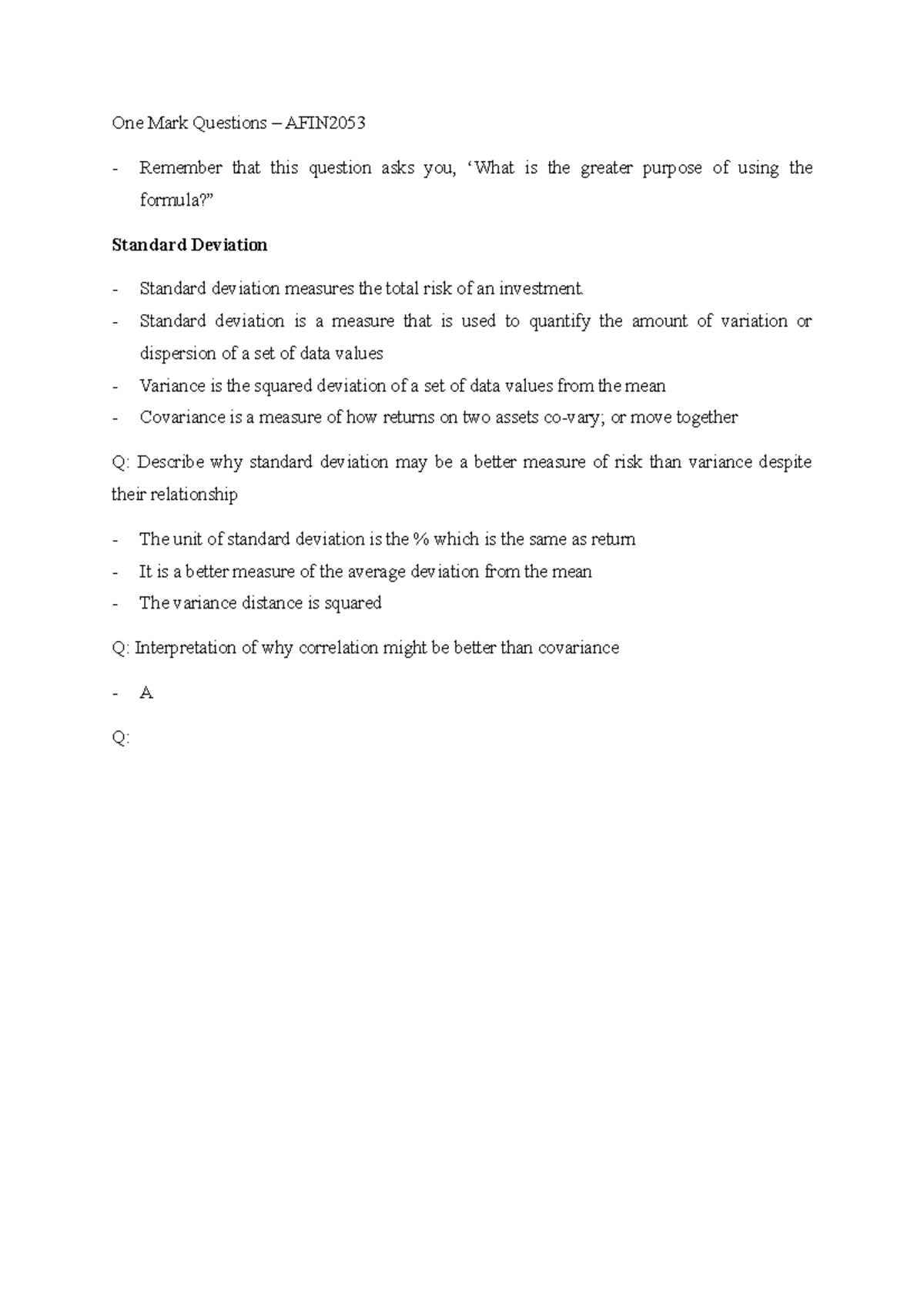 AFIN (1 Mark) - A helpful note - One Mark Questions – AFIN Remember ...