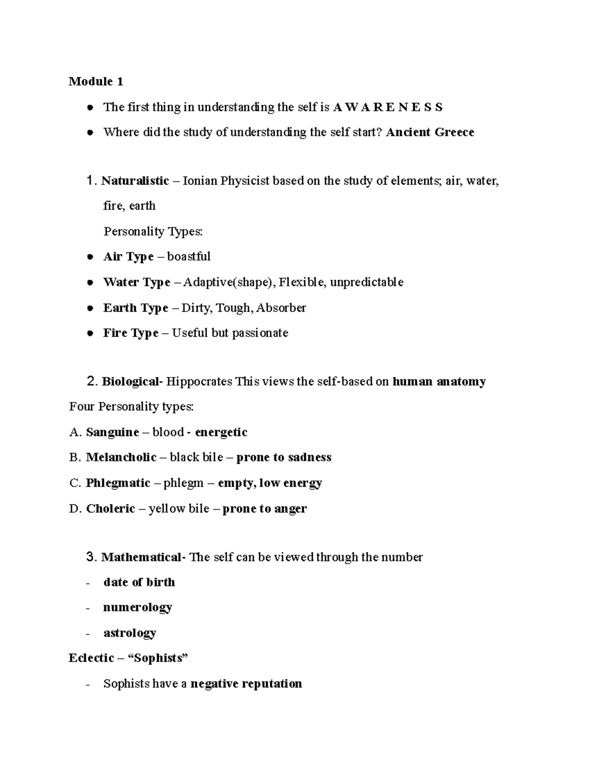 Uself - Module 1 The first thing in understanding the self is A W A R E ...
