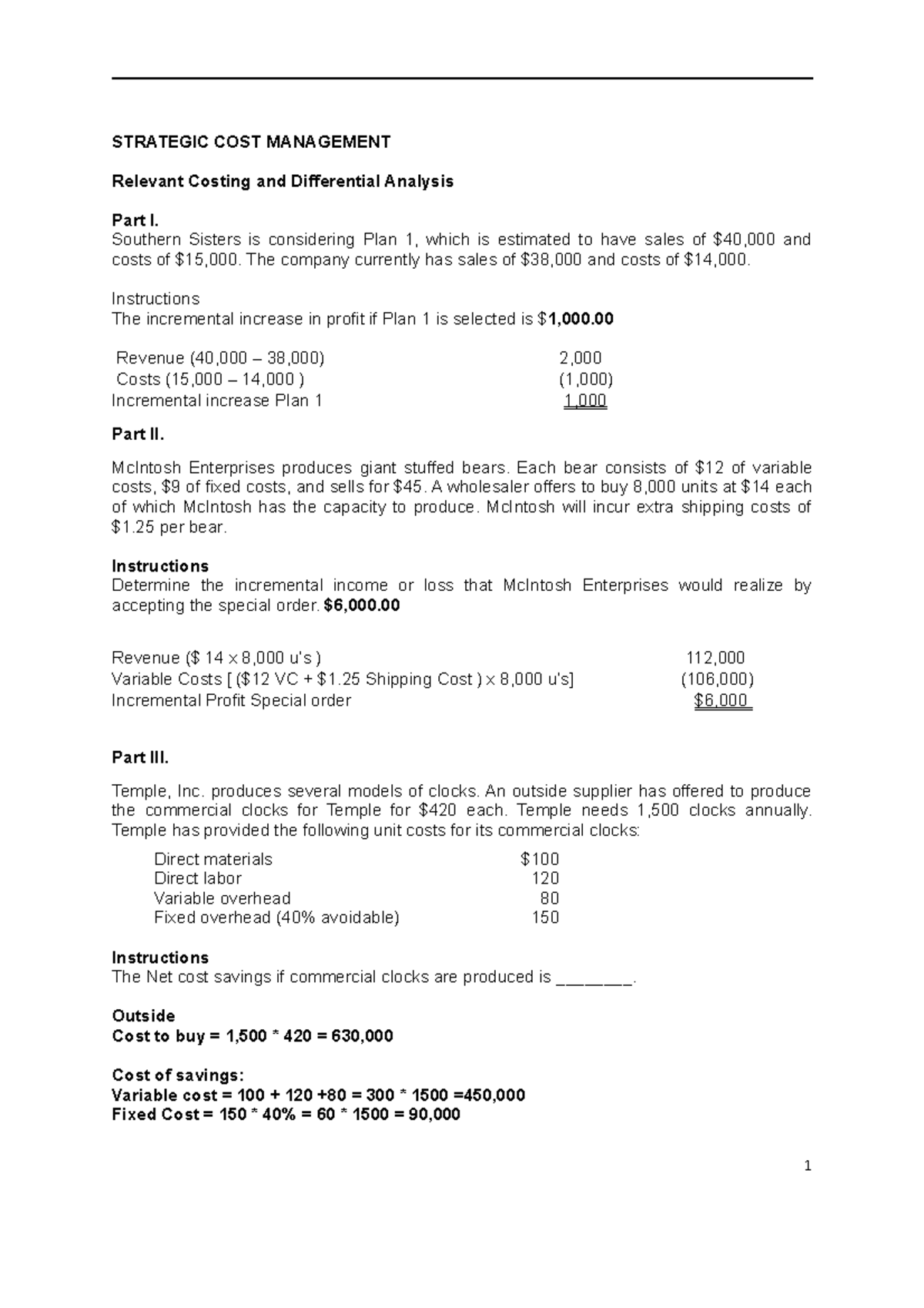 Relevant Costing - STRATEGIC COST MANAGEMENT Relevant Costing and ...