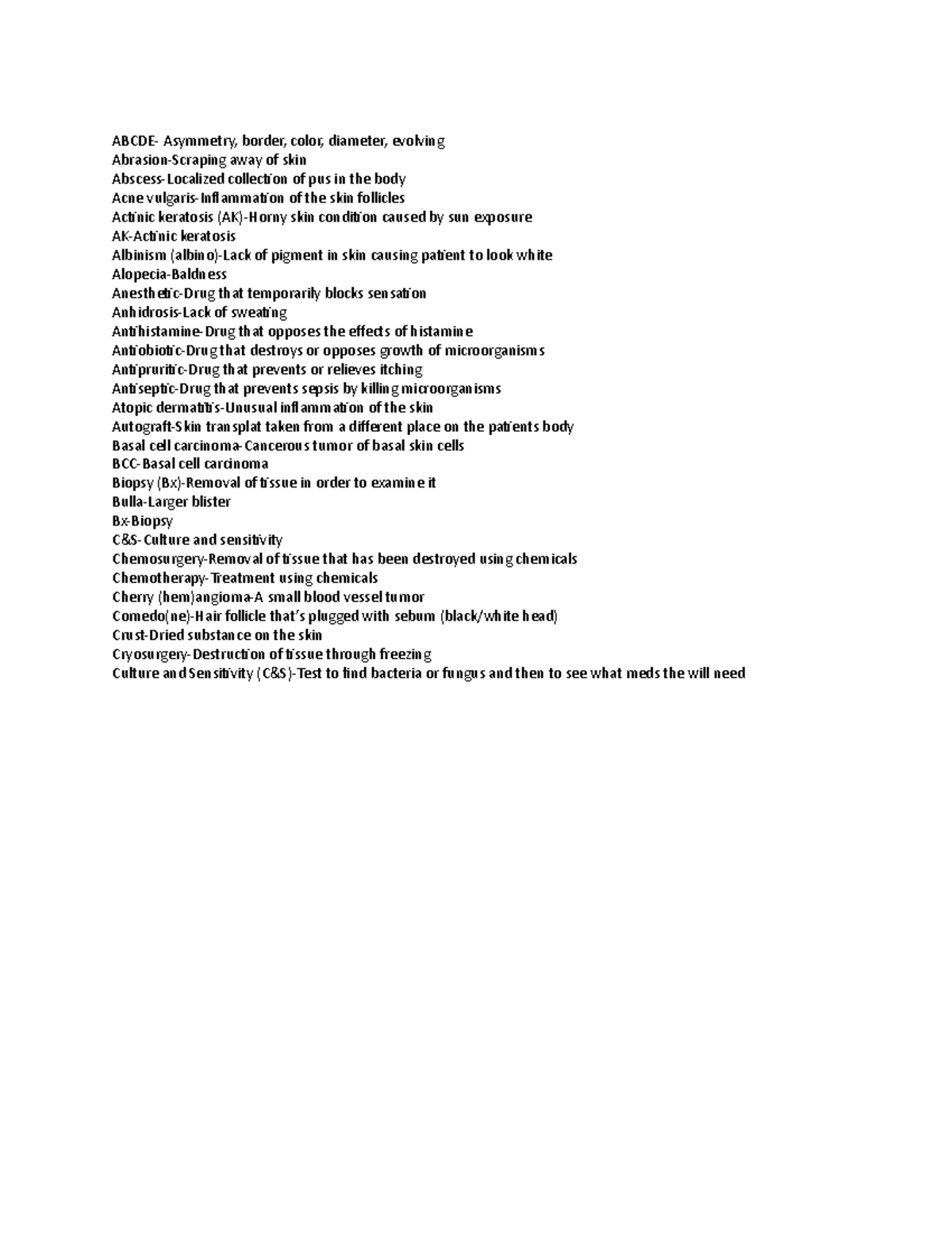 Module 3 WORD LIST - homework - ABCDE- Asymmetry, border, color ...