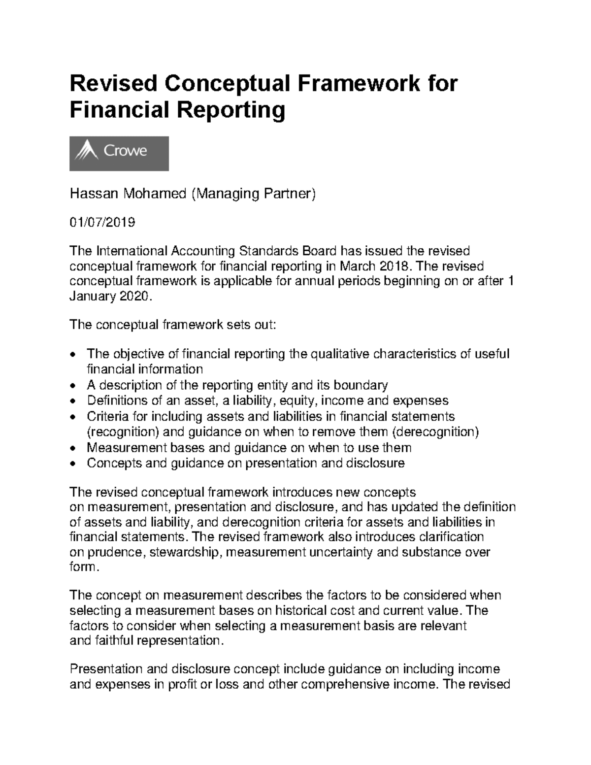 Revised Conceptual Framework for Financial Reporting - Revised ...