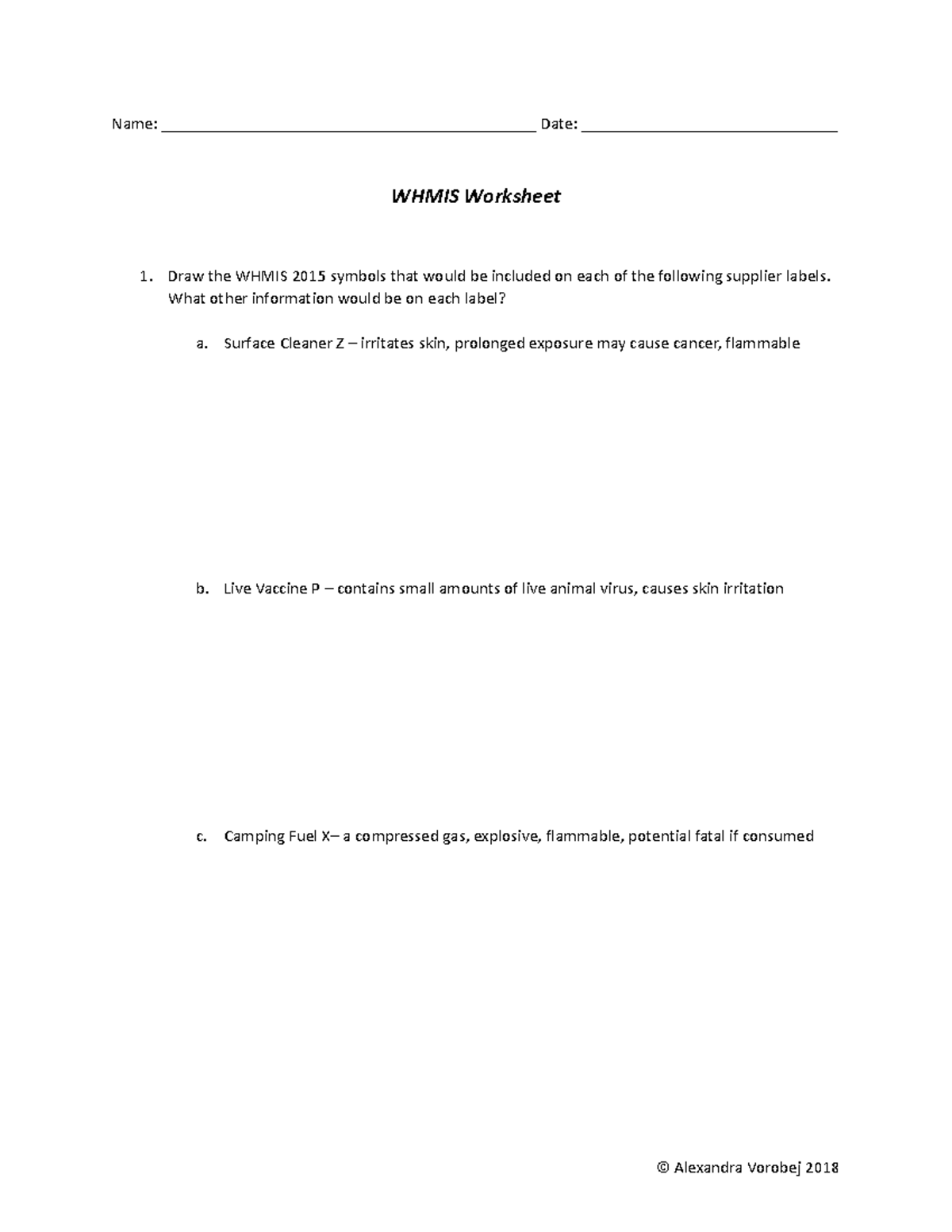 Whmis 2015 - worksheet.docx - Name ...