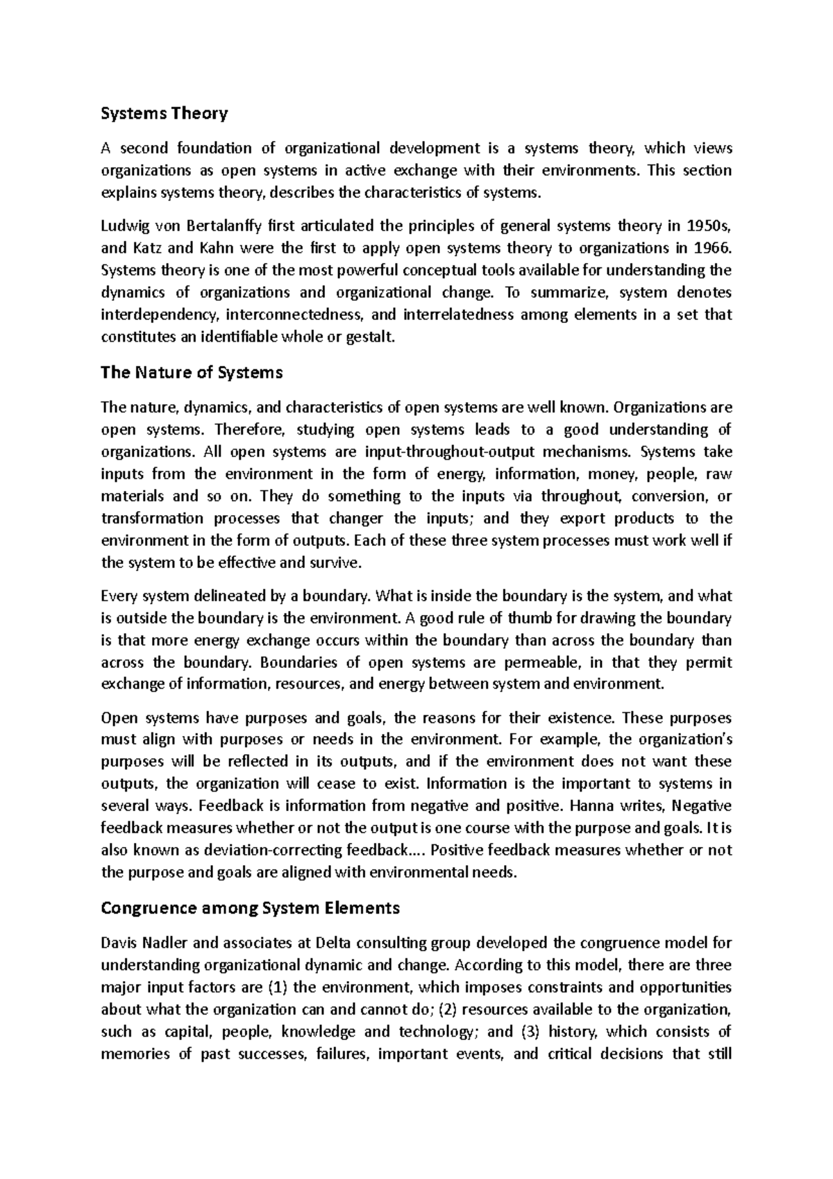 Systems Theory - This section explains systems theory, describes the ...