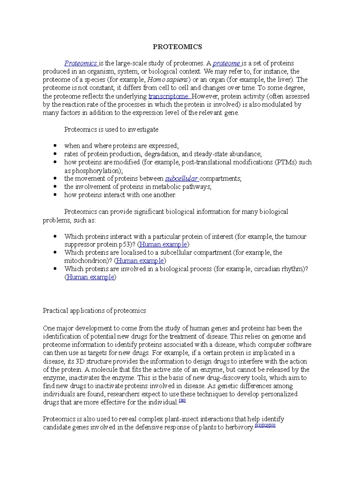 Proteomics - Lecture notes 1-3 - PROTEOMICS Proteomics is the large ...