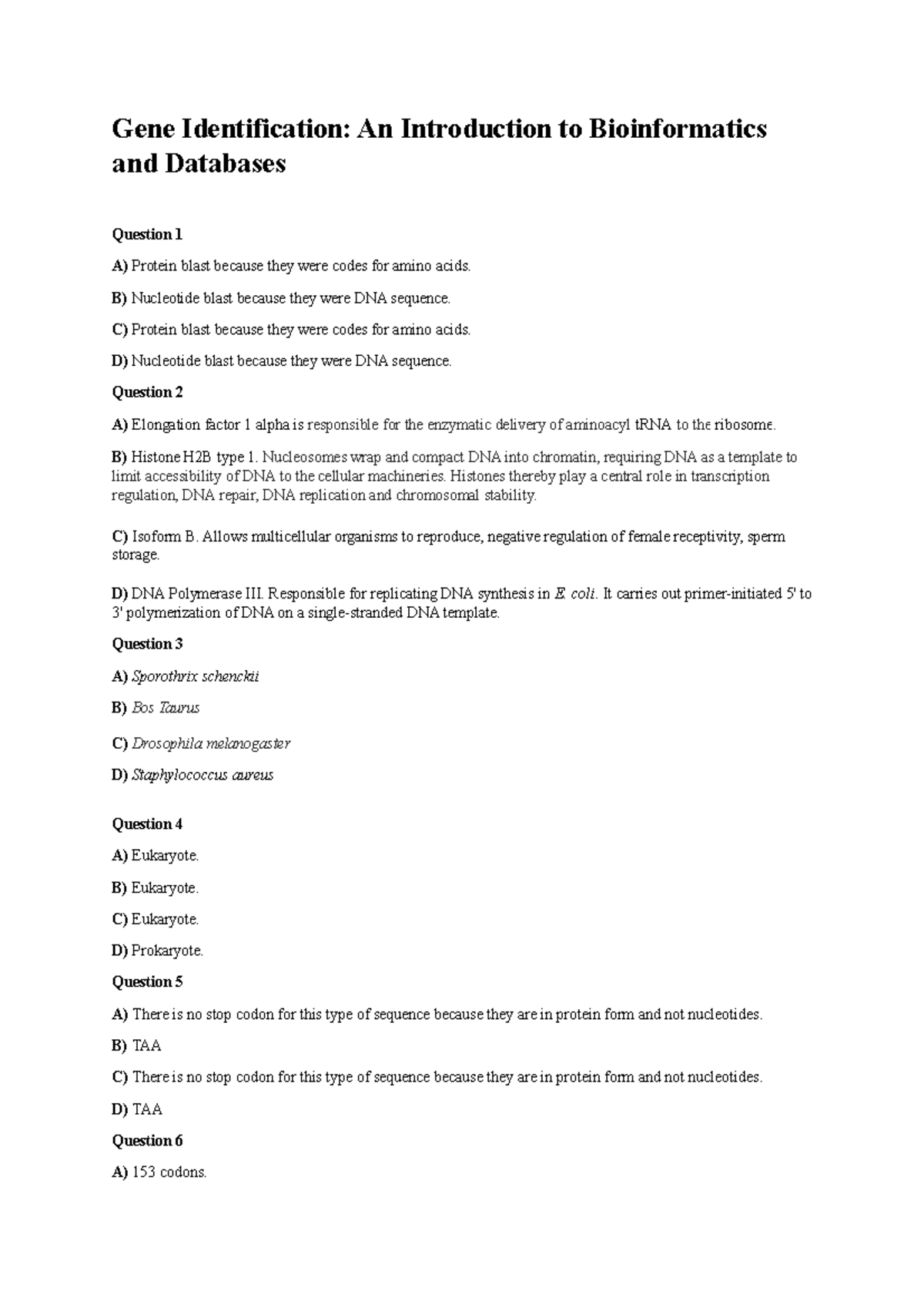 Bioinformatics sequence - Gene Identification: An Introduction to ...