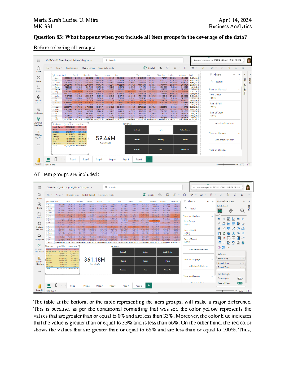 Power BI Steps 57-83 - Maria Sarah Luciae U. Mitra April 14, 2024 MK ...