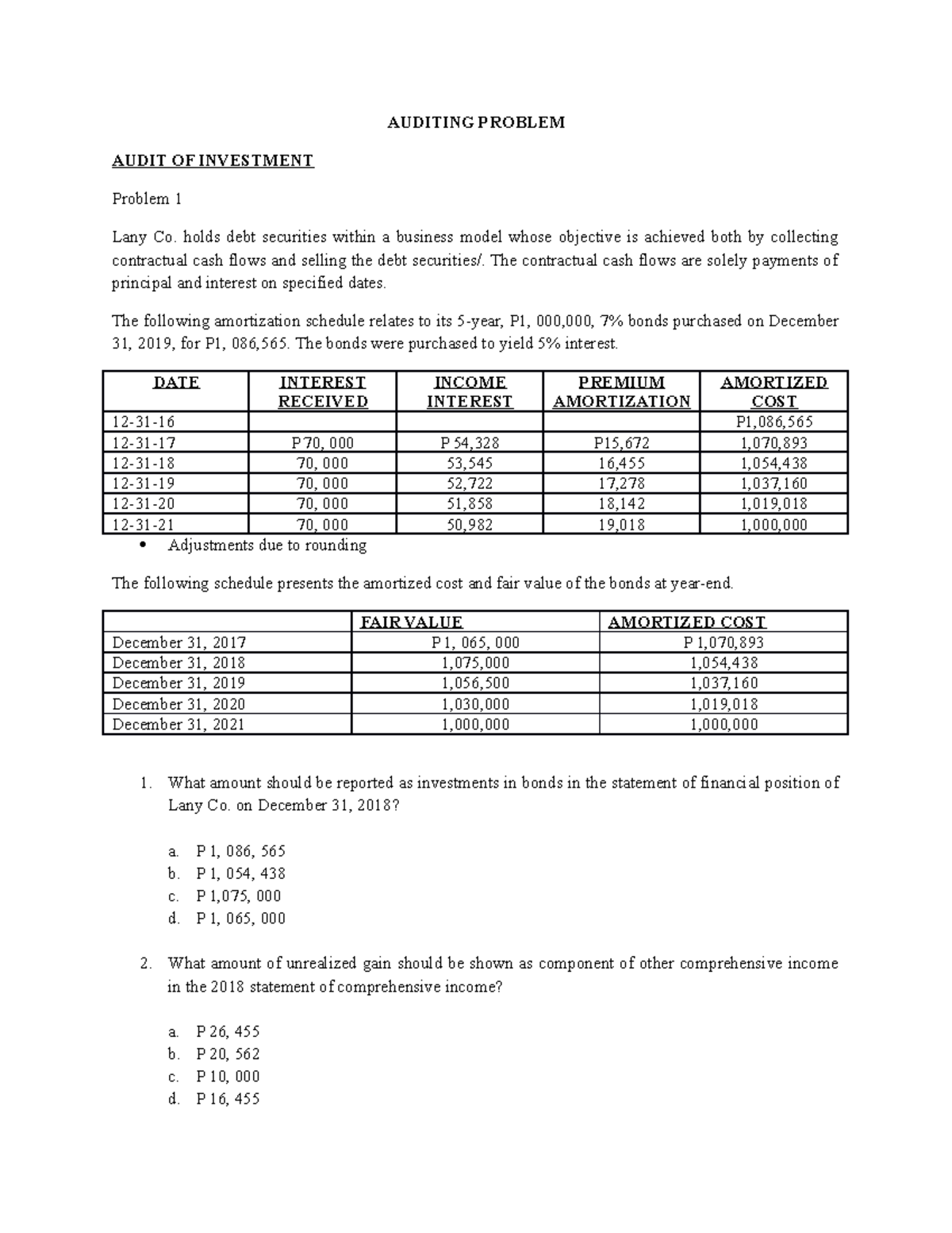 Auditing Problem Assignment Lyeca JOIE - AUDITING PROBLEM AUDIT OF ...