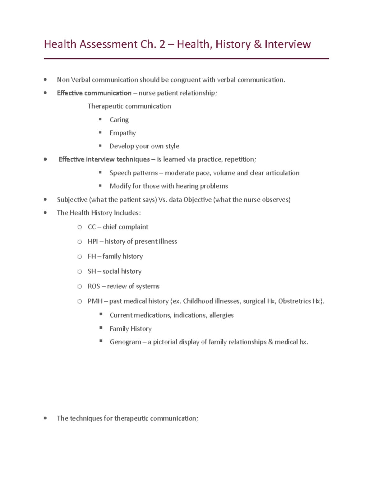 Hlth Assessment Guided Notes - Health Assessment Ch. 2 – Health ...