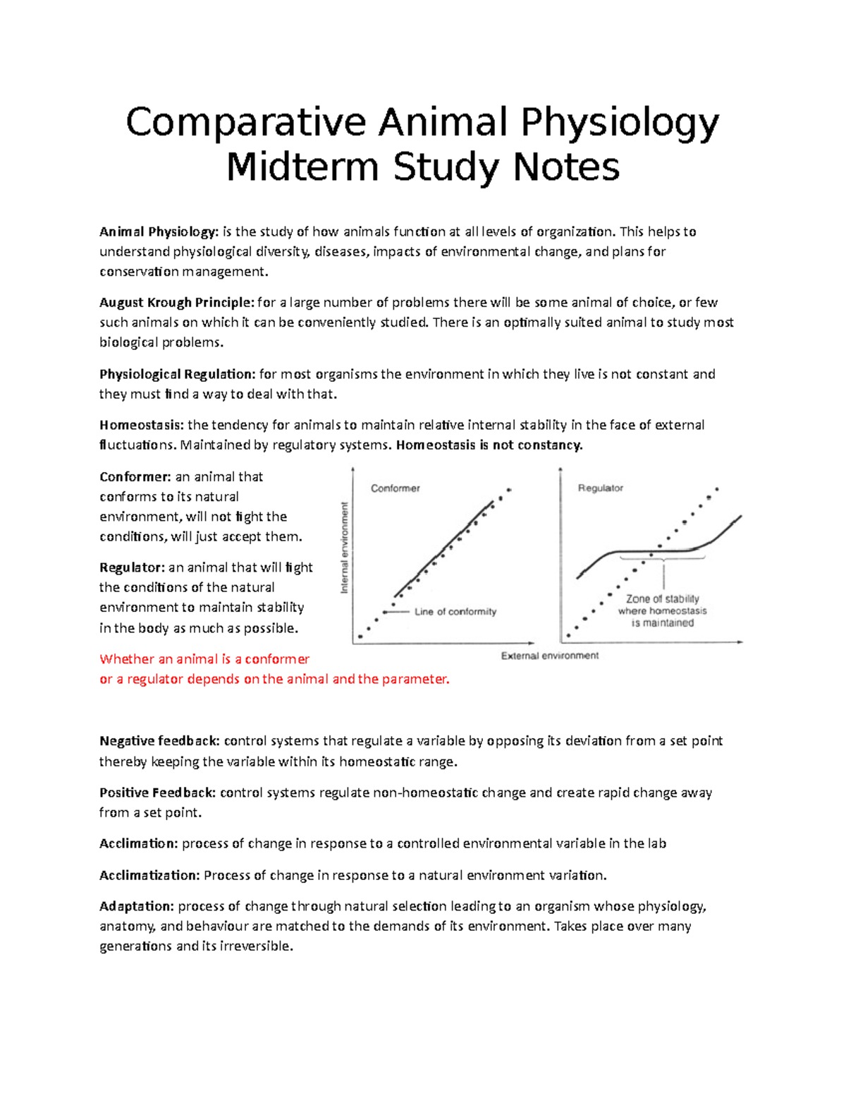 Comparative Animal Physiology Midterm Study Notes - Comparative Animal ...
