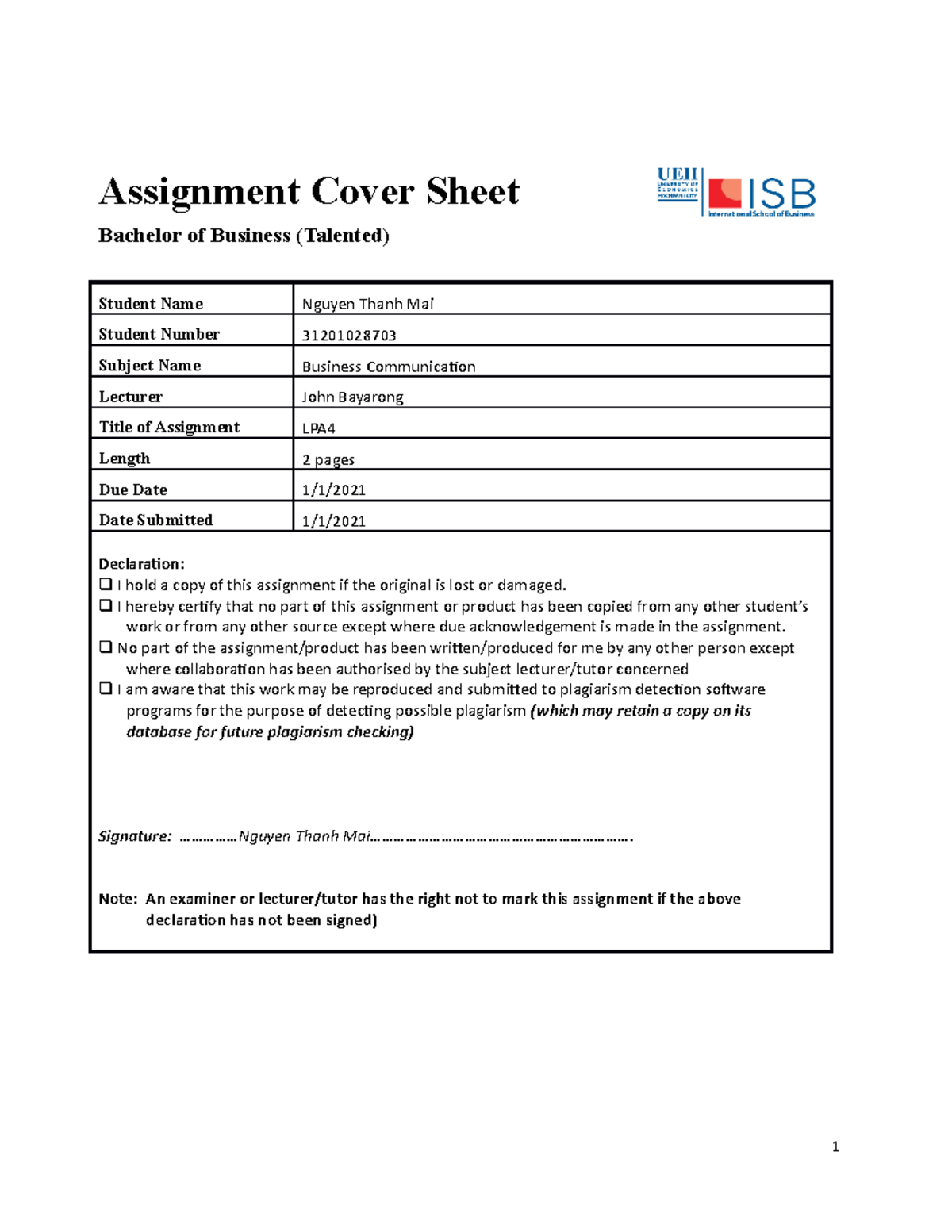 LPA4 312010 28703 Nguyen Thanh Mai BC7 - Assignment Cover Sheet ...