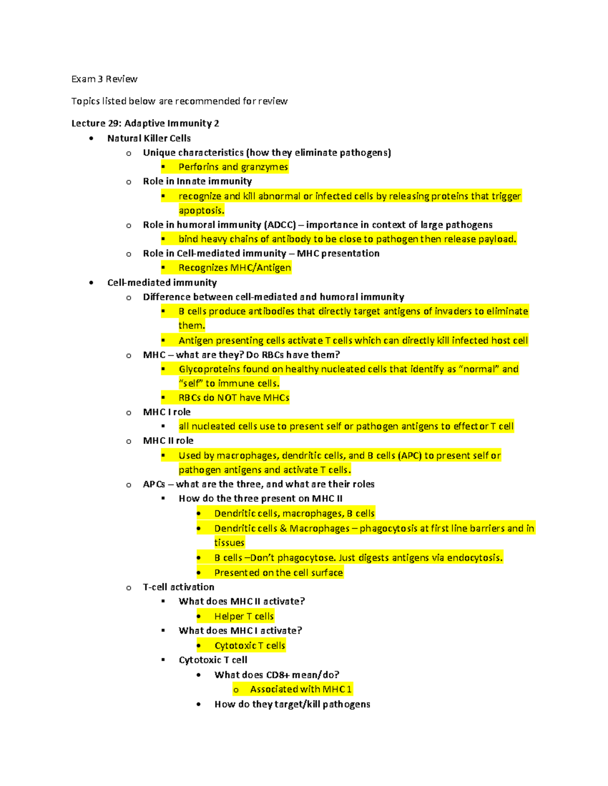 Lecture 29 review pdf - Exam 3 Review Topics listed below are recommended for review Lecture 29 ...