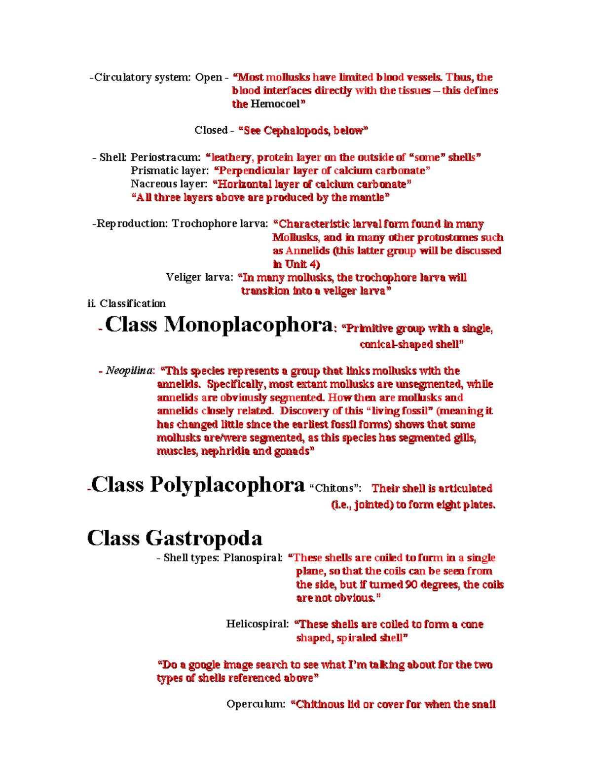 Unit III Supplemental Lecture Information -Circulatory system: Open - “Most mollusks have ...