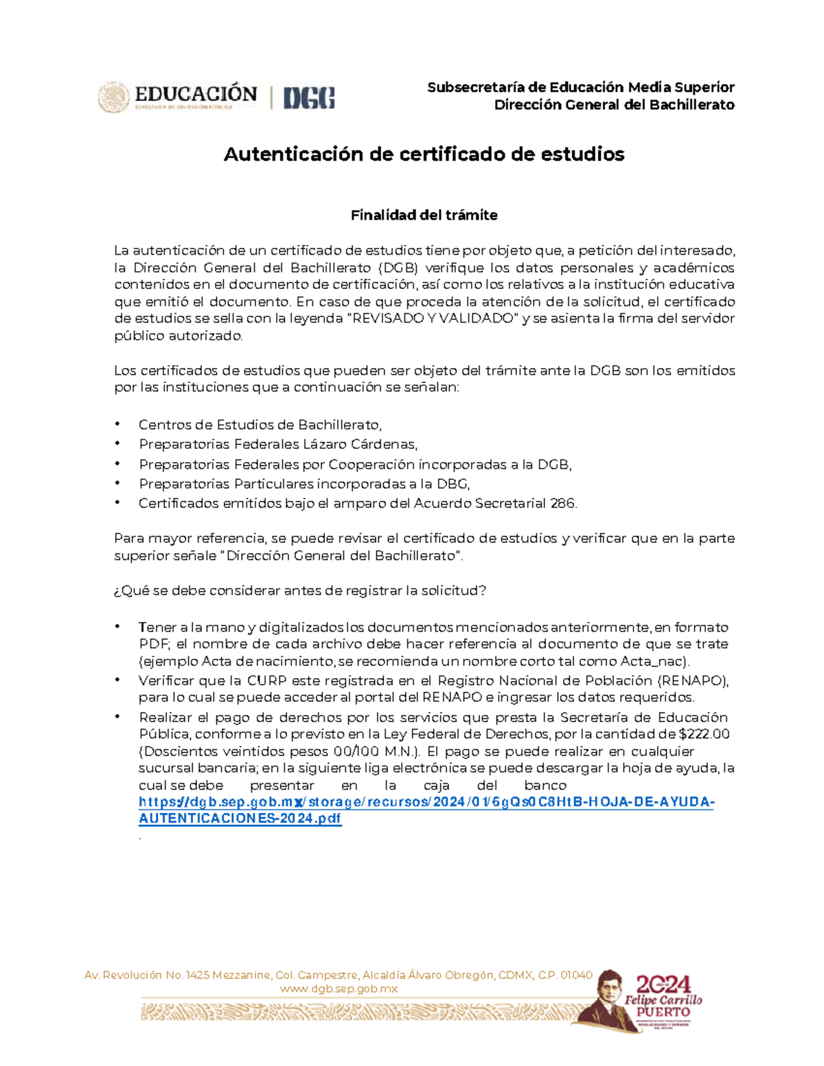 6C3ml TMI 6E Guia autenticacion de certificado de estudios - Dirección General del Bachillerato ...