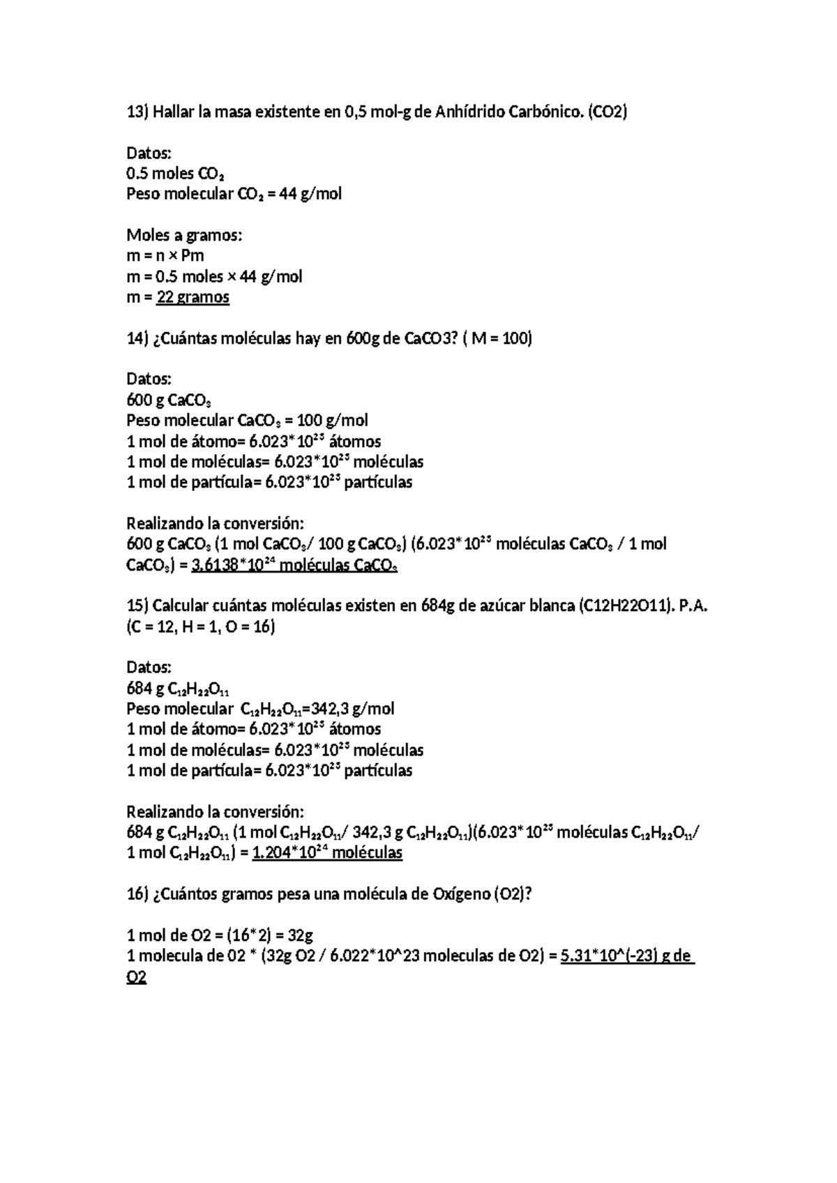Quimica plplplpl - Hallar la masa existente en 0,5 mol-g de Anhídrido ...