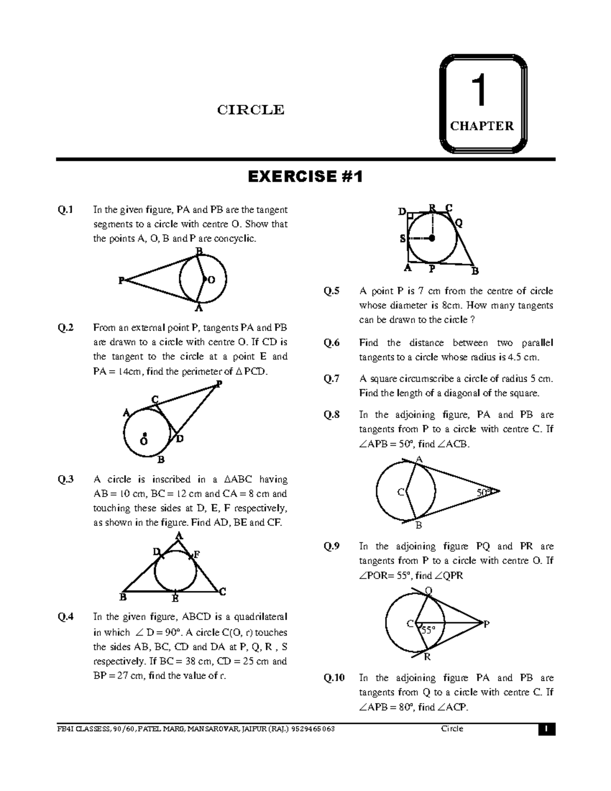 01 Circle - good work - CIRCLE 1 CHAPTER EXERCISE Q In the given figure ...