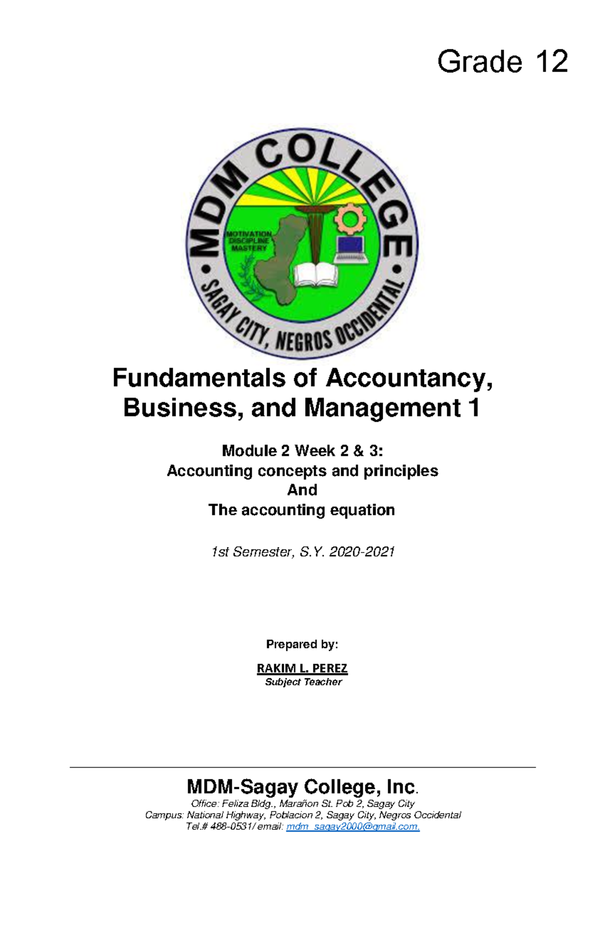 Module 2 Week 2 3 Fundamentals of Accountancy - Grade 12 Fundamentals ...