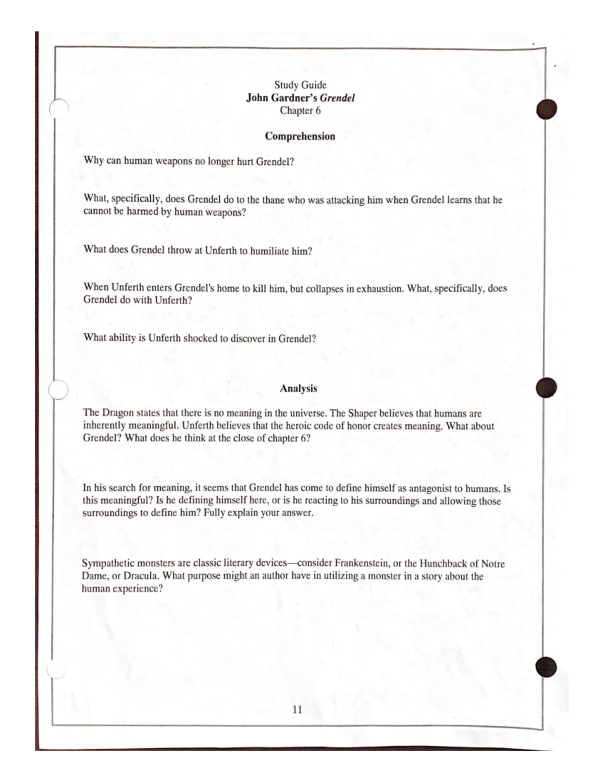 Rylan Takahashi - Study Guide - Study Guide John Grendel Chapter 6 ...