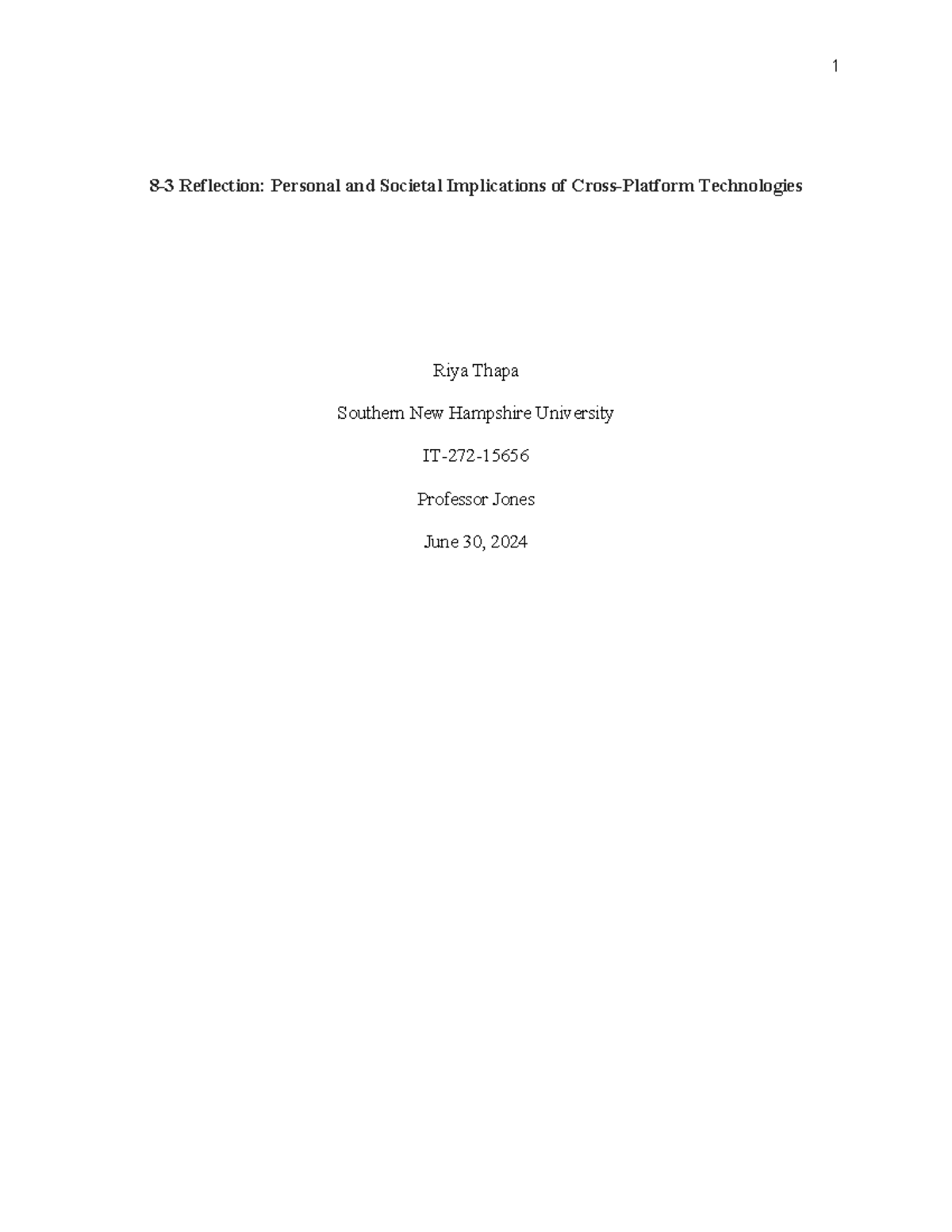 8-3 Reflection Personal and Societal Implications of Cross-Platform ...