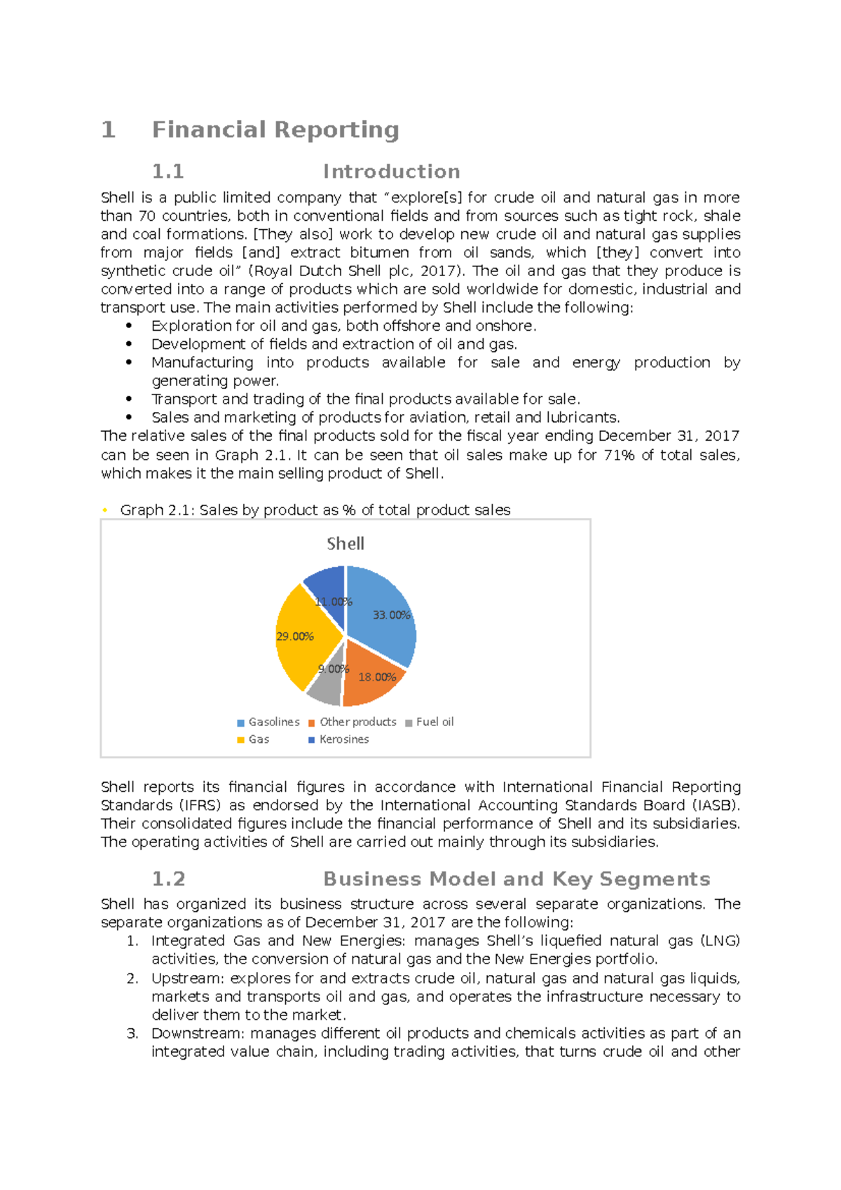Verslag shell deel2 - 1 Financial Reporting 1 Introduction Shell is a ...