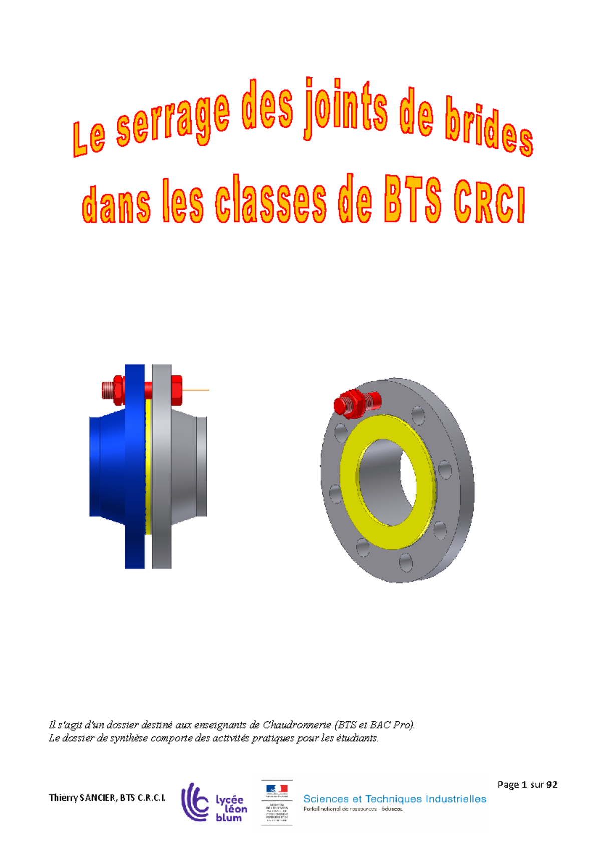 10410 le serrage des joints de brides dans les classes de bts crci ...