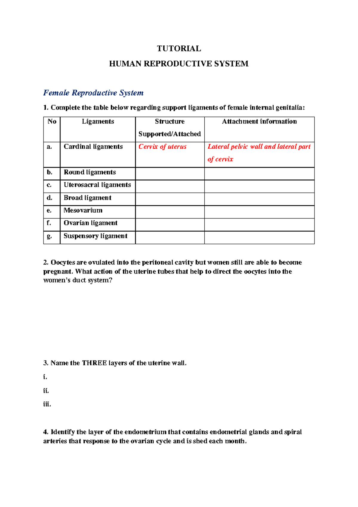 Tutorial Reproductive System Tutorial Questions - TUTORIAL HUMAN ...