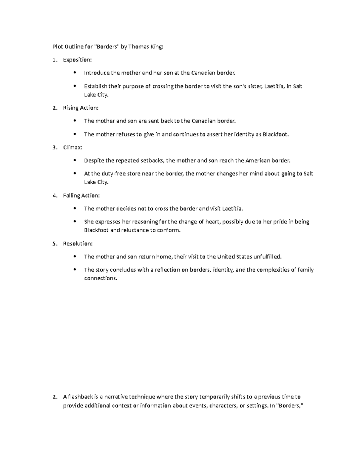 1 - Wjwijw - Plot Outline for "Borders" by Thomas King: Exposition ...