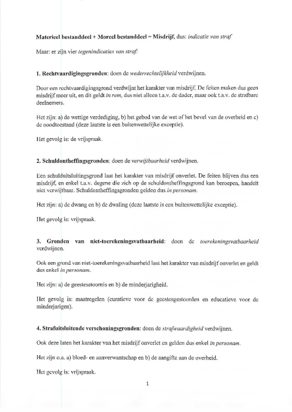 Schema opbouw van het misdrijf - Strafrecht - Studocu
