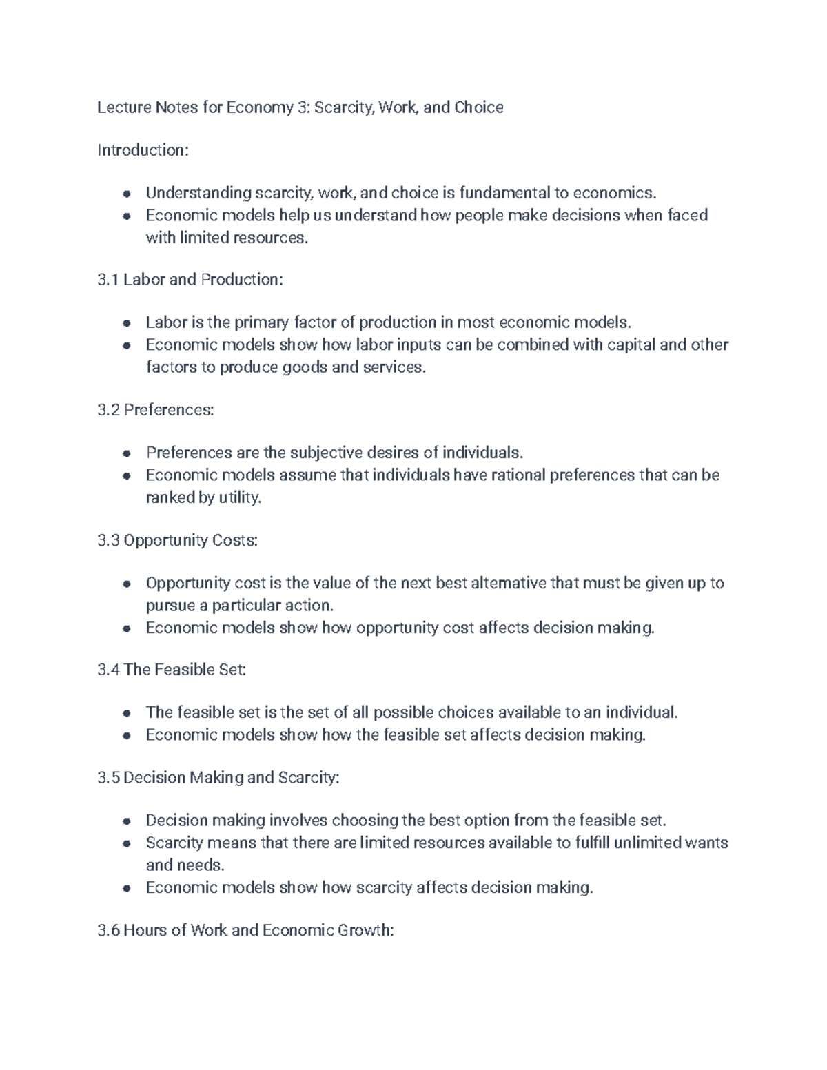 ECO 3-2 - Notes - Lecture Notes for Economy 3: Scarcity, Work, and ...