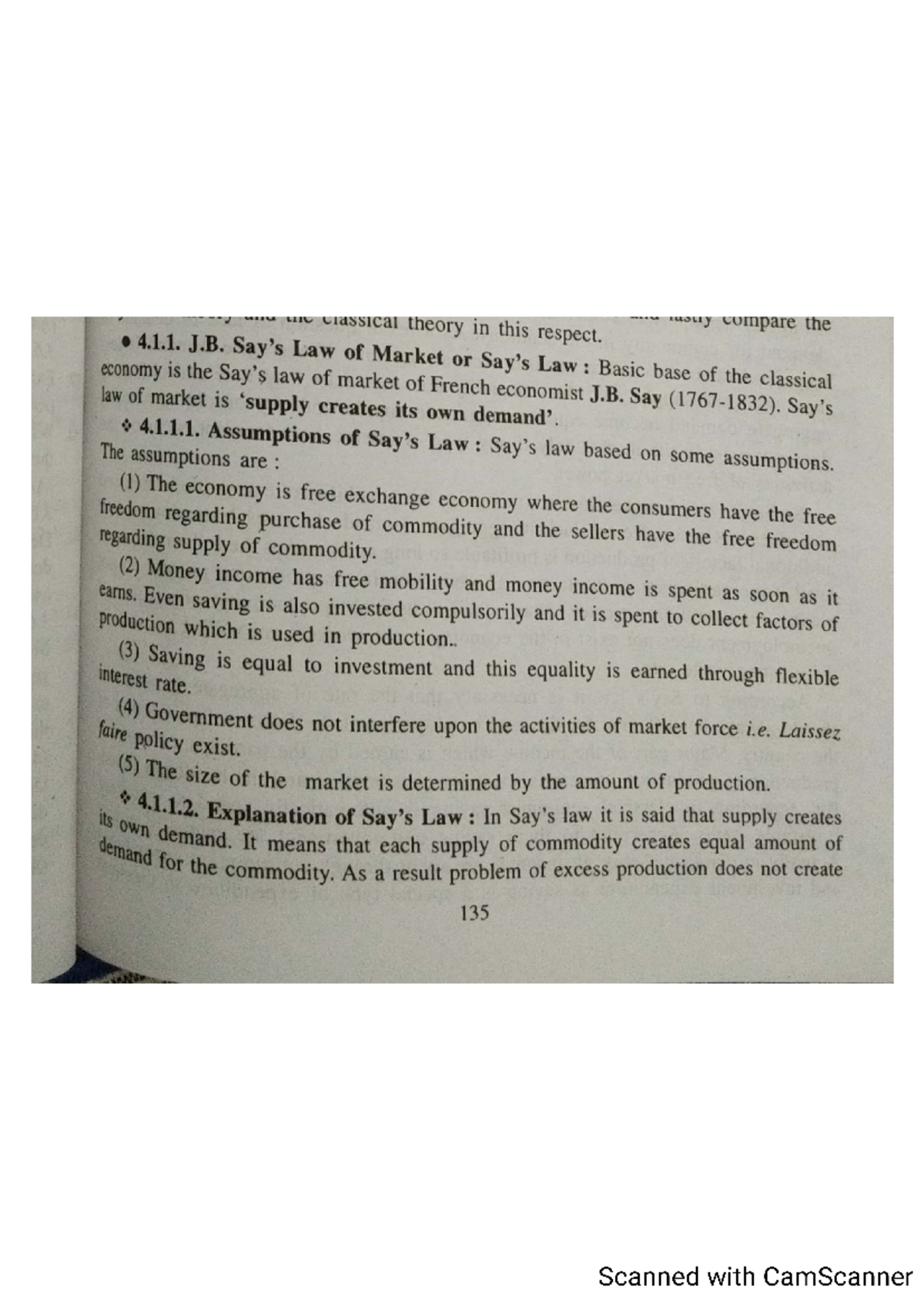 Says law - SAYS LAW OF MARKET - Economics - Studocu