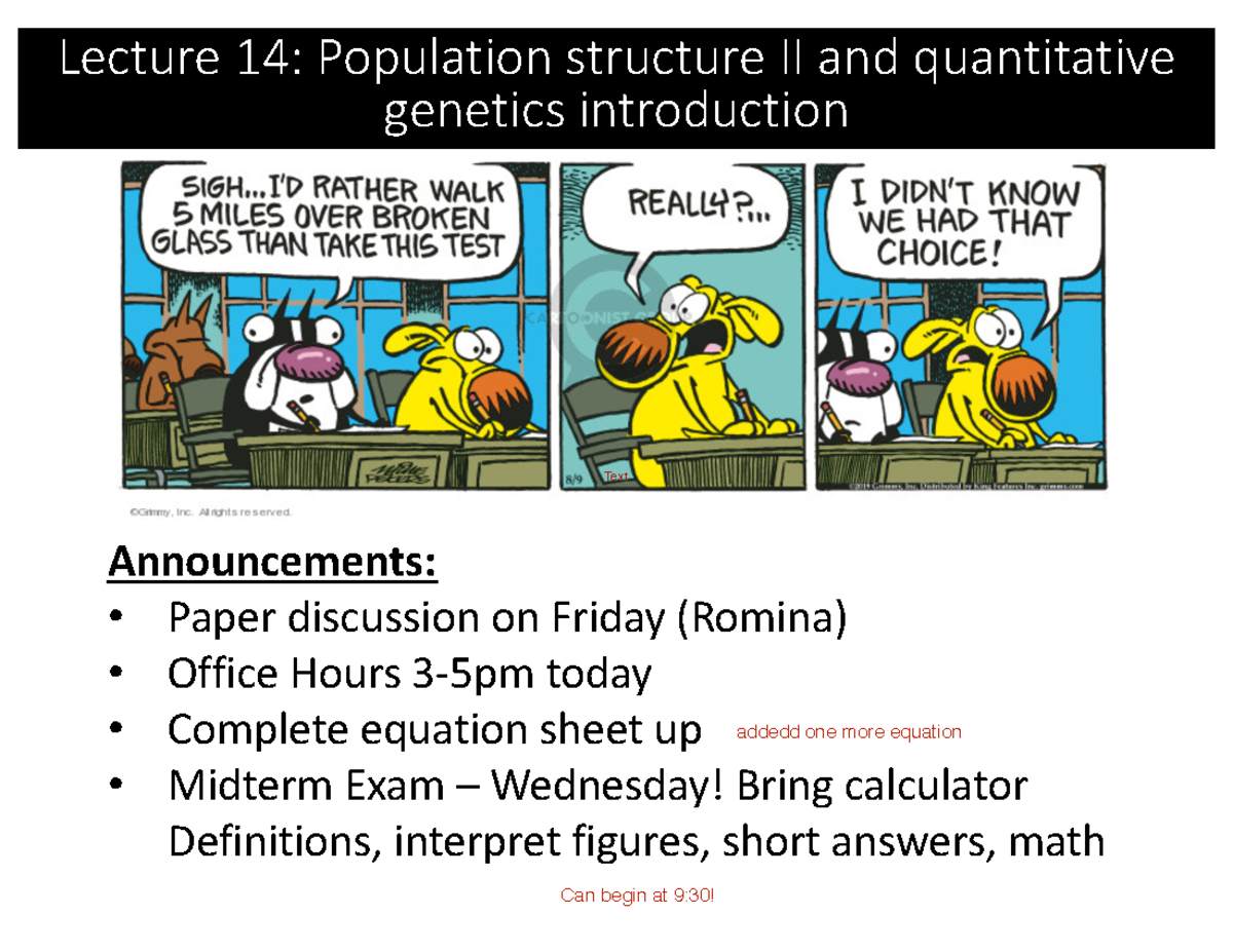 Pop Gen Lecture 14 - Lecture 14: Population structure II and ...