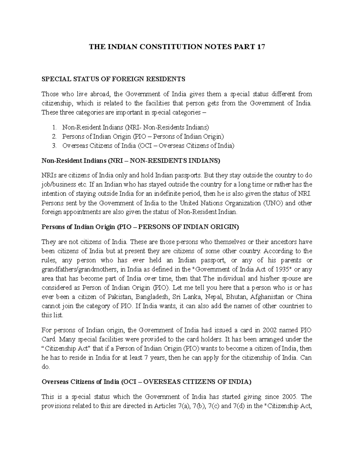 THE Indian Constitution Notes PART 17 - THE INDIAN CONSTITUTION NOTES ...