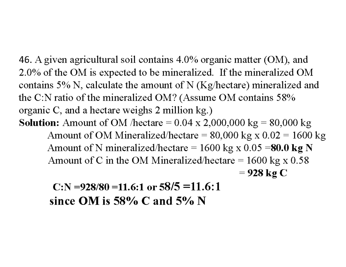 CSES 2040.21Sp Test 3 Problem - 46. A given agricultural soil contains ... CSES 2040.21Sp Test 3 Problem - 46. A given agricultural soil contains ...