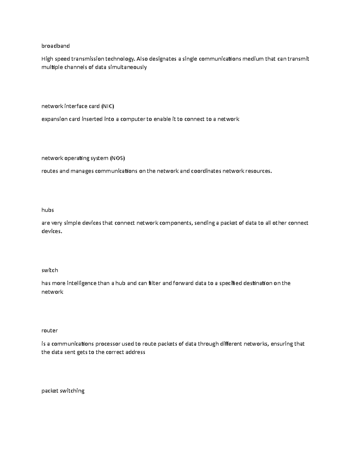 CH 7 - Flashcards - broadband High speed transmission technology. Also ...