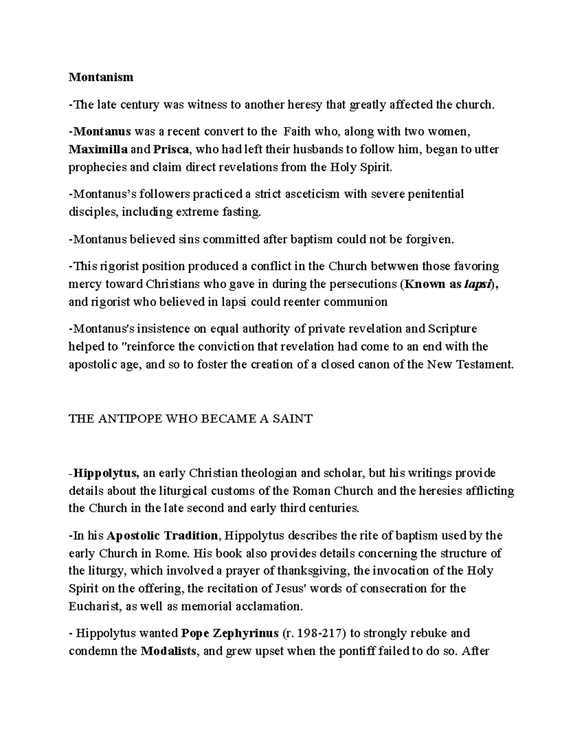 Report-rs - Nye - Montanism -The late century was witness to another ...