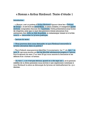 Analyse Lineaire ma bohème - ANALYSE LINEAIRE – MA BOHEME – RIMBAUD Introduction : Je vais vous ...