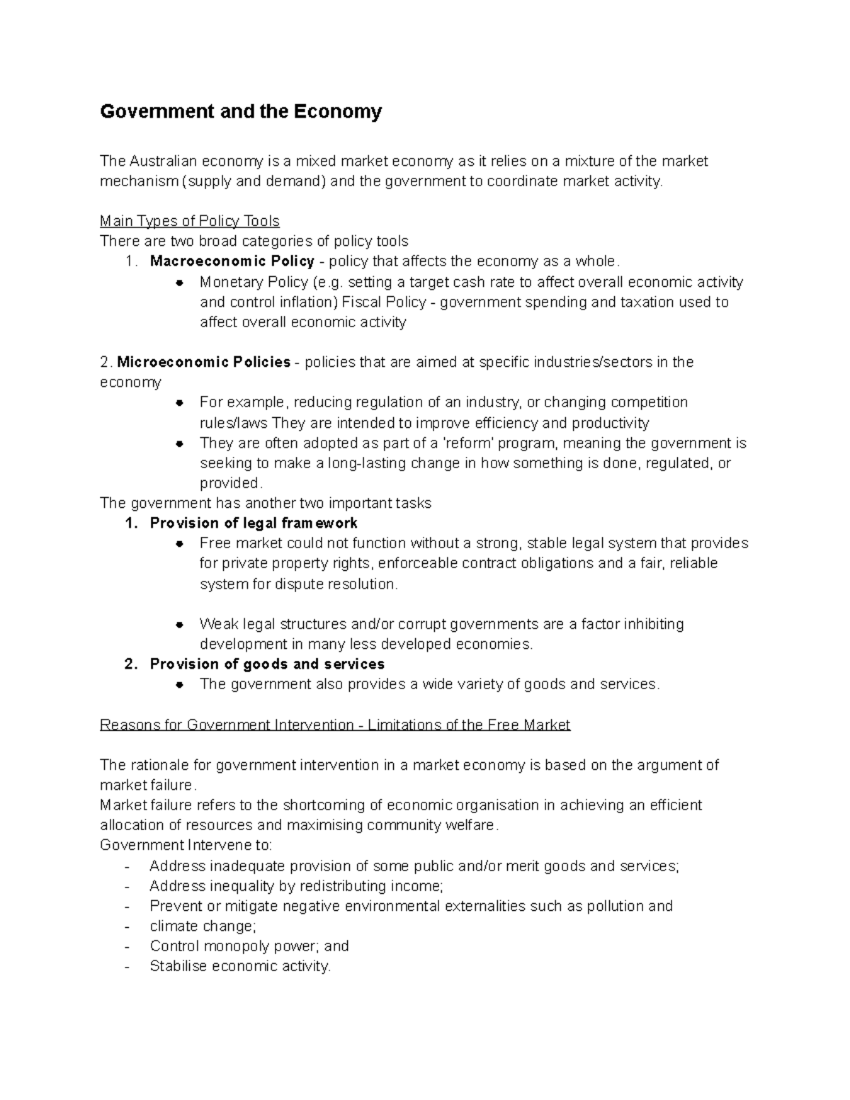 Topic 6 - Government and the Economy - Government and the Economy The ...