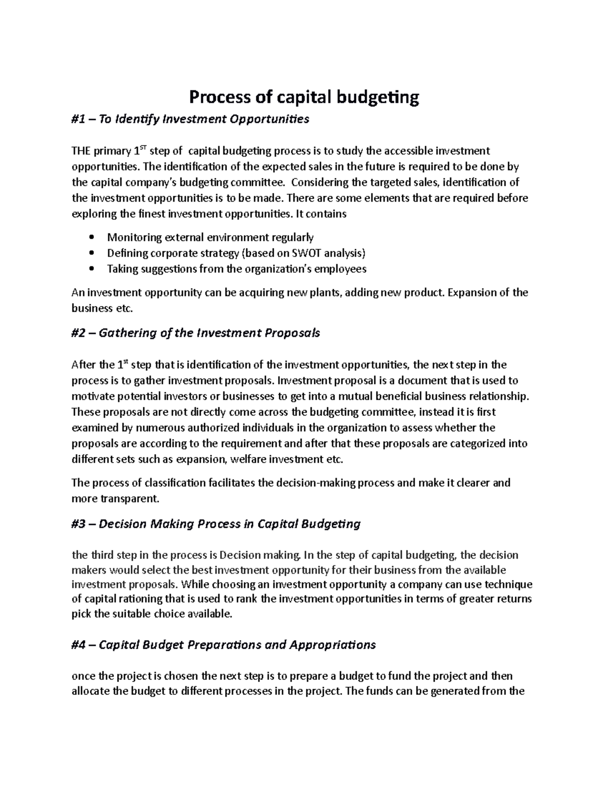 Capital budget - Process of capital budgeting #1 – To Identify ...