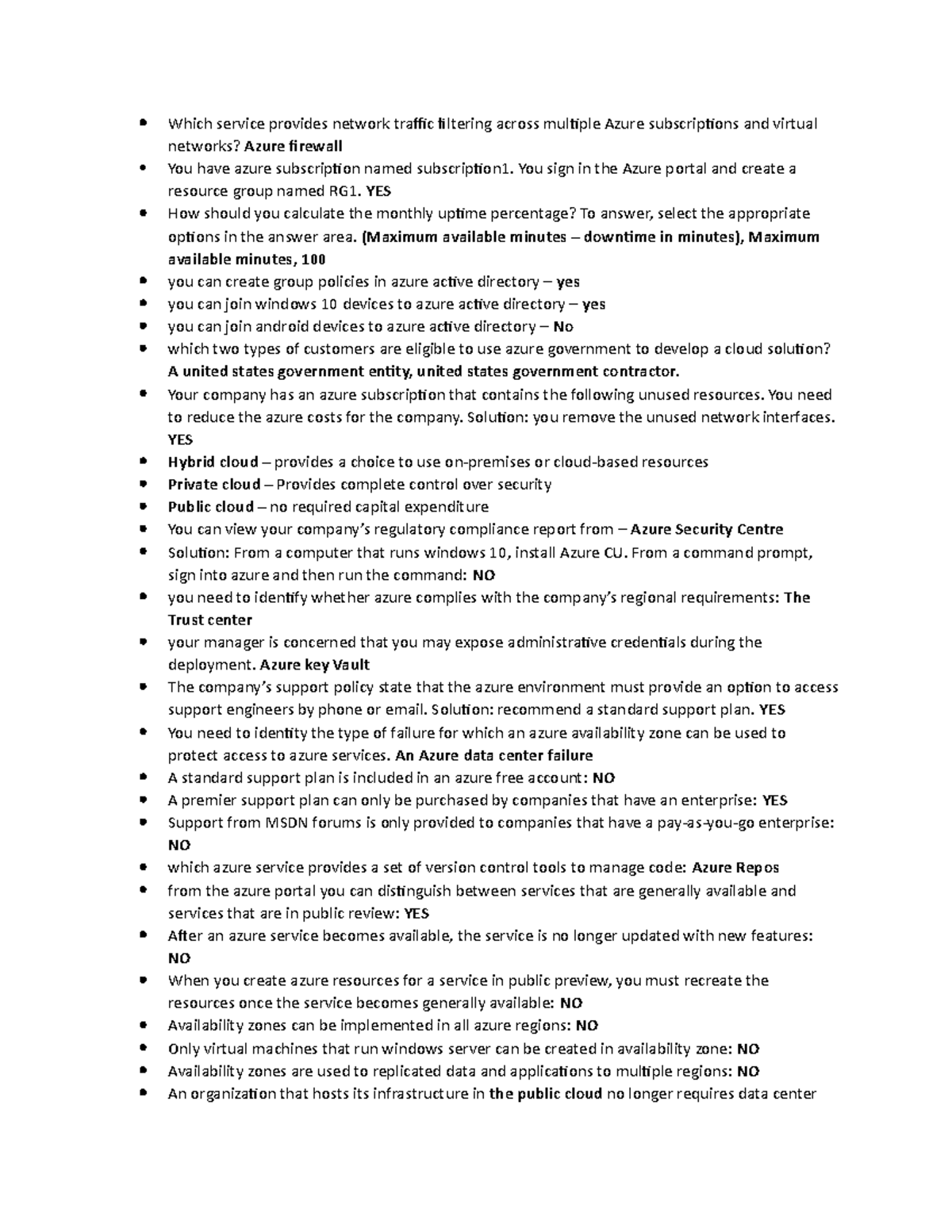 Azure questions - Az900 - Which service provides network traffic ...