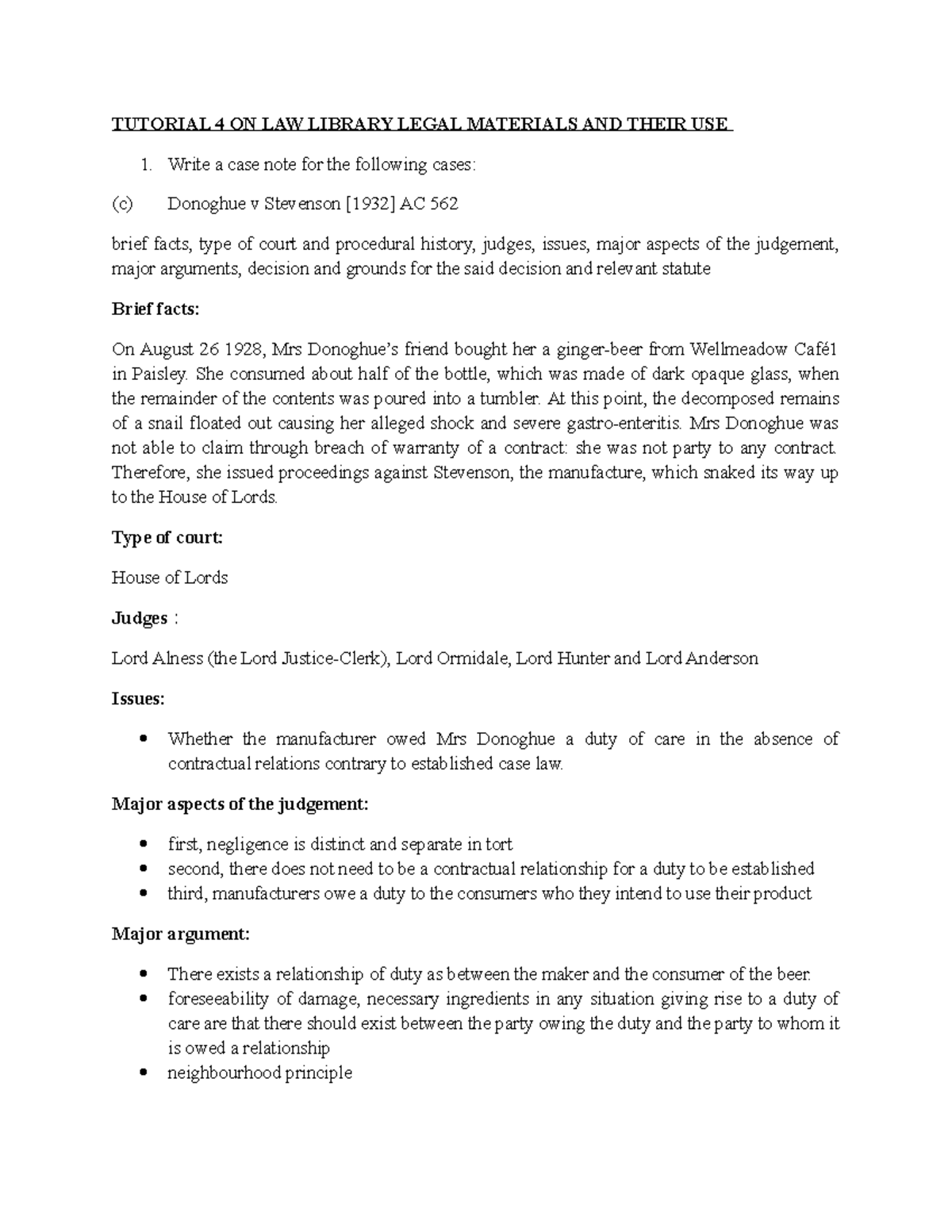 4-case notes law library material - TUTORIAL 4 ON LAW LIBRARY LEGAL ...
