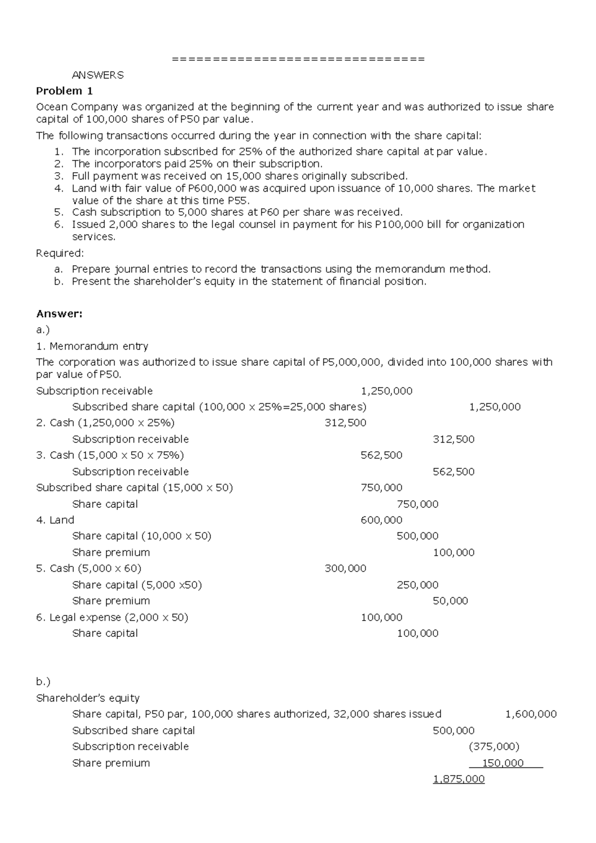 Corpo Contributed- Capital Straight- Problems ...