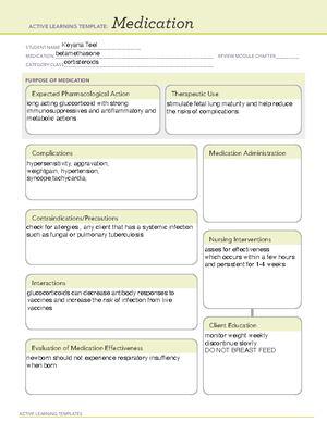 Digoxin - NOTES - ACTIVE LEARNING TEMPLATES Medication STUDENT NAME ...