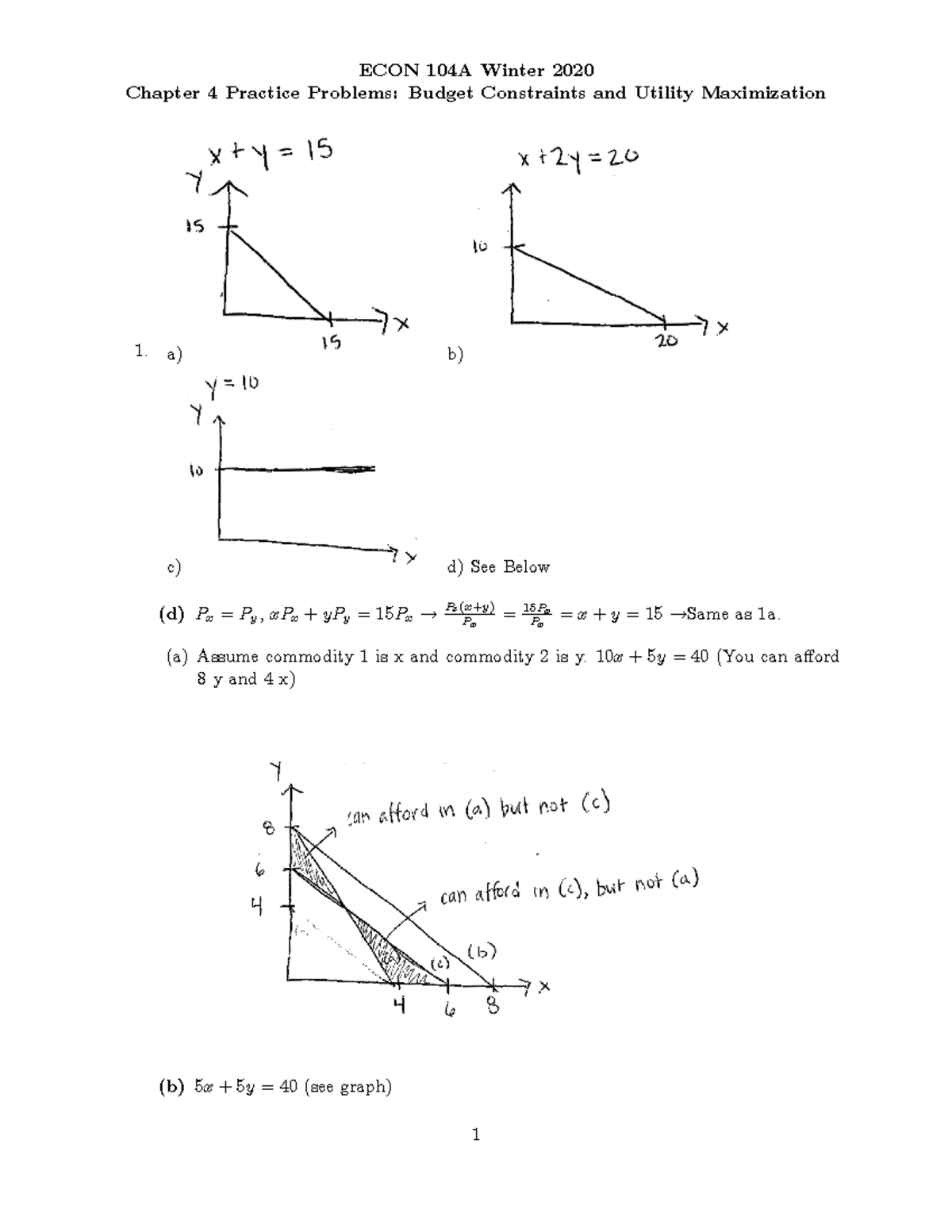 Chapter 4 Practice Problems Solutions - ECON 104A Winter 2020 Chapter 4 ...
