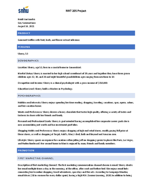 MKT205 Module 2 - Milestone 2 - MKT 205 Module Two Milestone Worksheet ...
