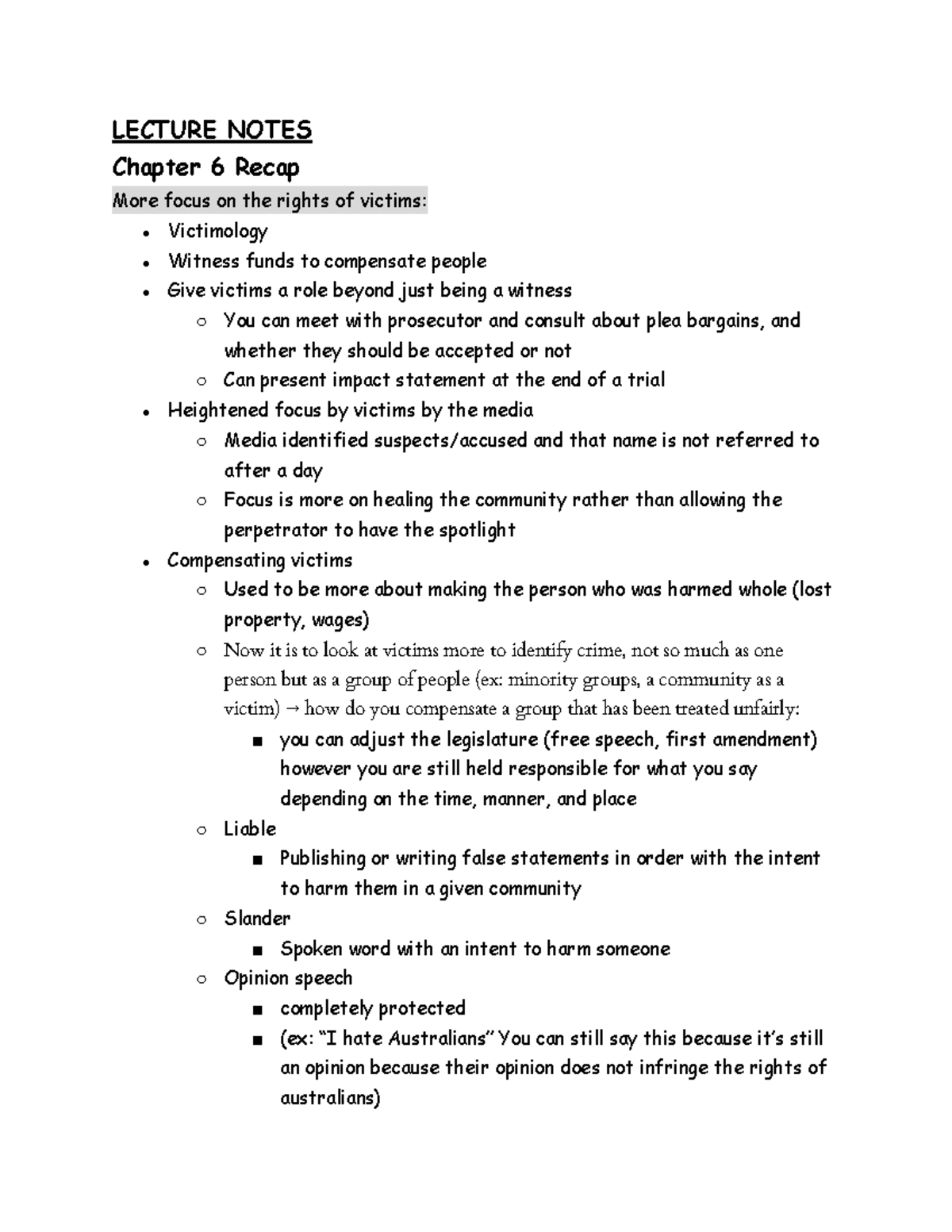 Criminal Profiling Chapter 7 - LECTURE NOTES Chapter 6 Recap More focus ...