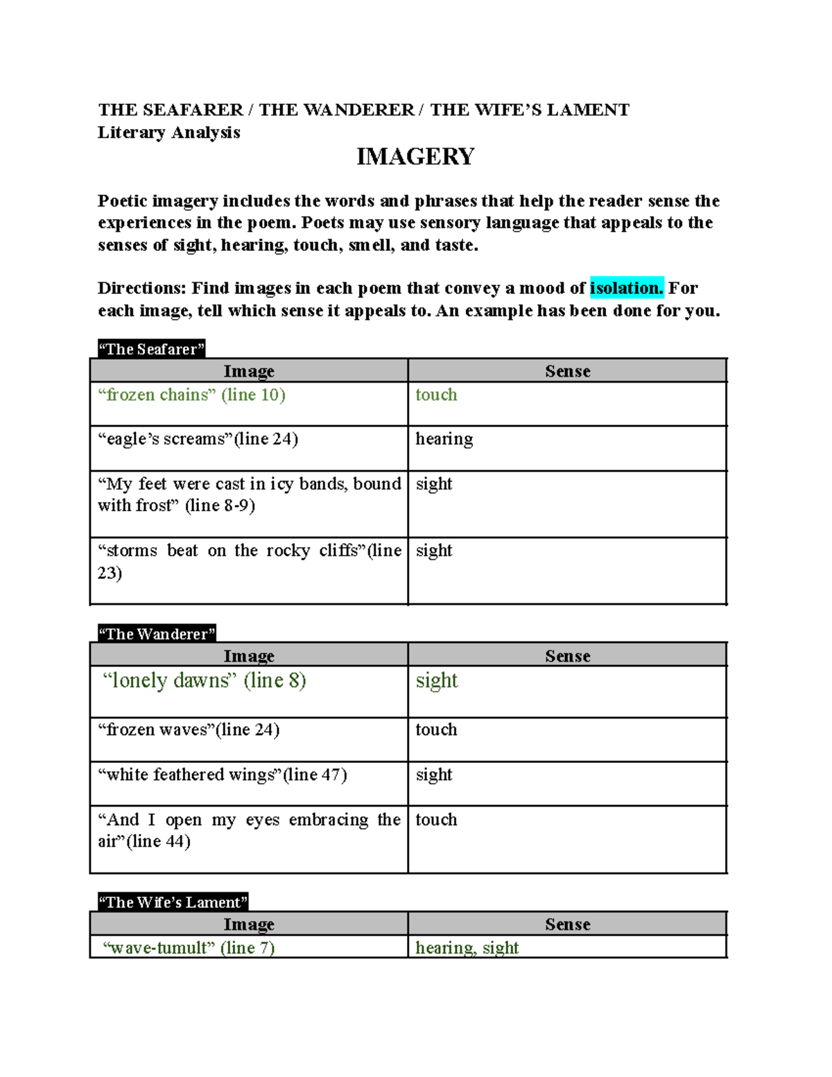 Org Poems- Studcopythe Sea-The Wand-Wifes Lament - THE SEAFARER / THE ...