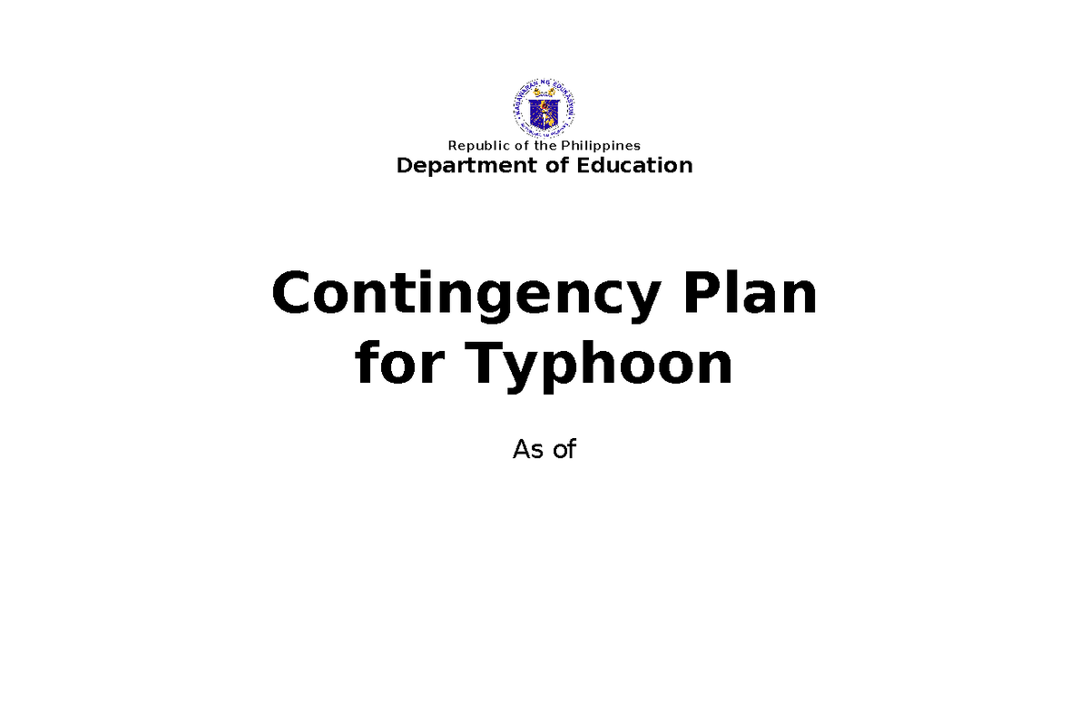 Typhoon Contingency Plan - Republic of the Philippines Department of ...