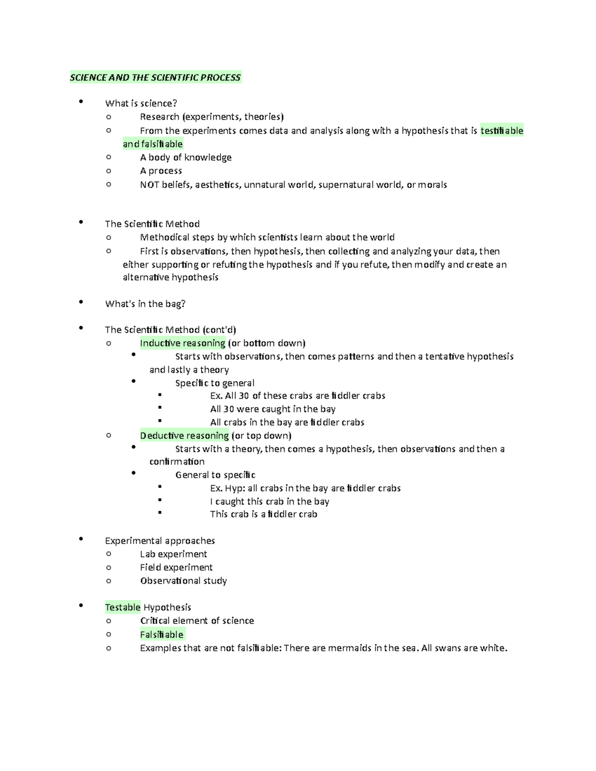 Science and the scientific process - SCIENCE AND THE SCIENTIFIC PROCESS ...