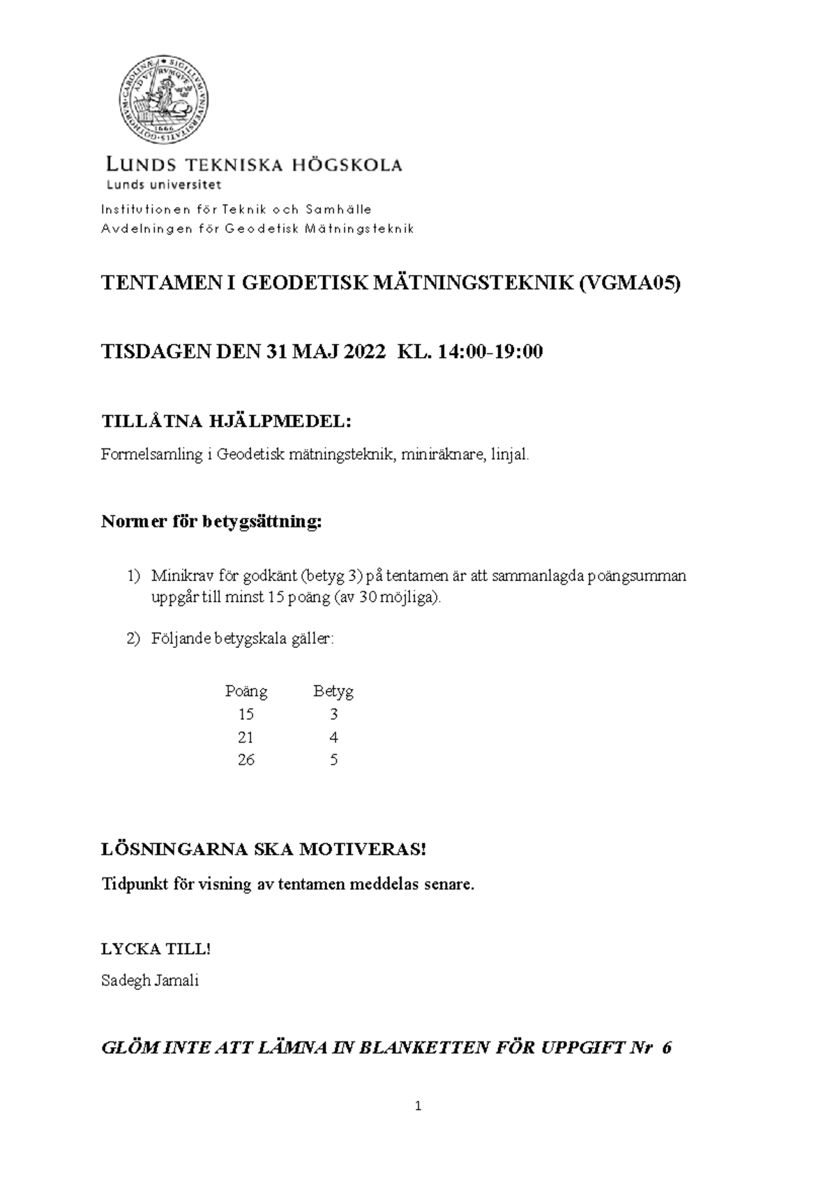 Extenta-2022 geodesi VGMA05 - I n s t i t u t i o n e n f ö r T e k n i k o c h S a m h ä l l e ...